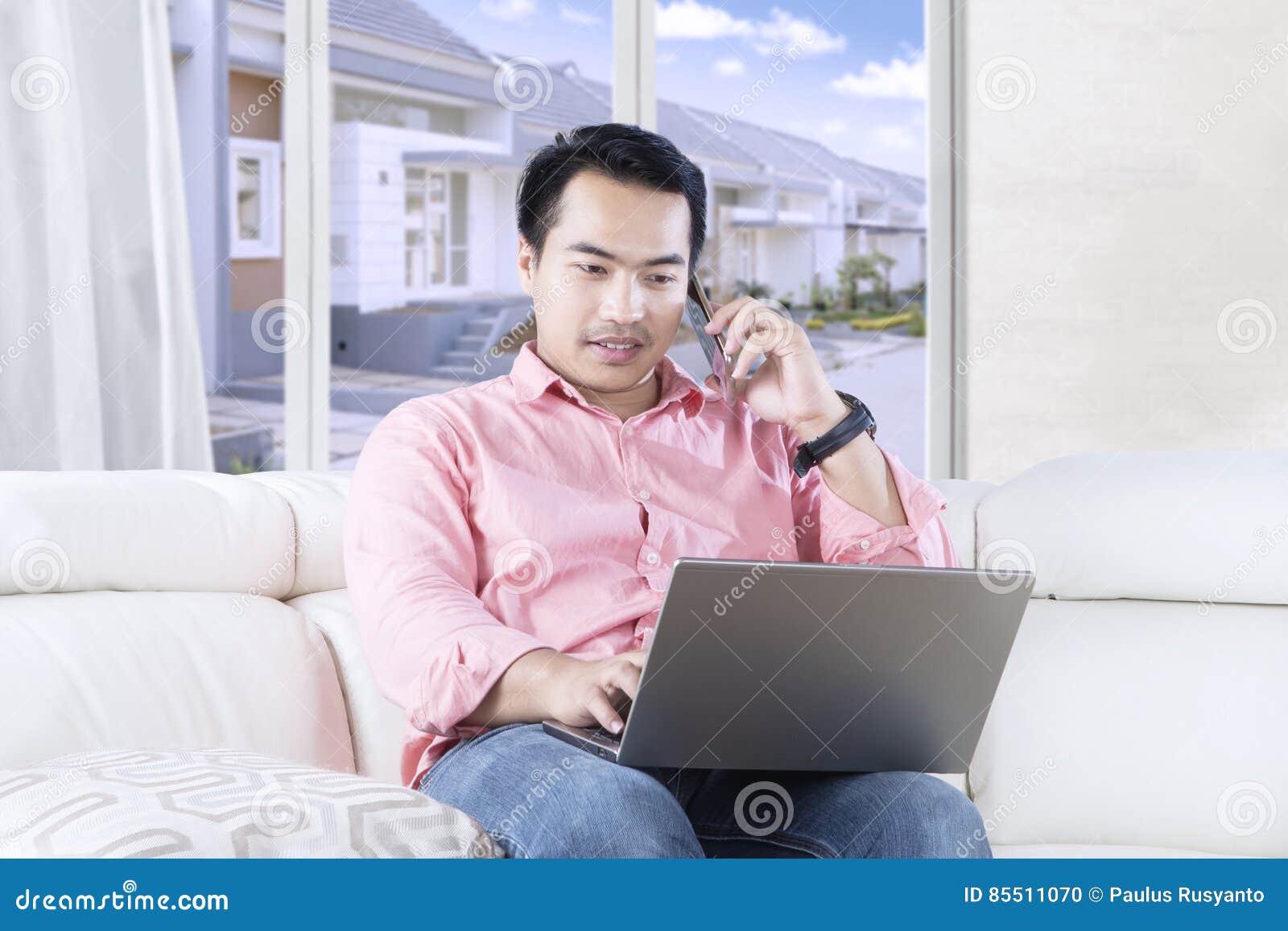 Handsome Person Speaking with Cellphone Stock Photo - Image of ...
