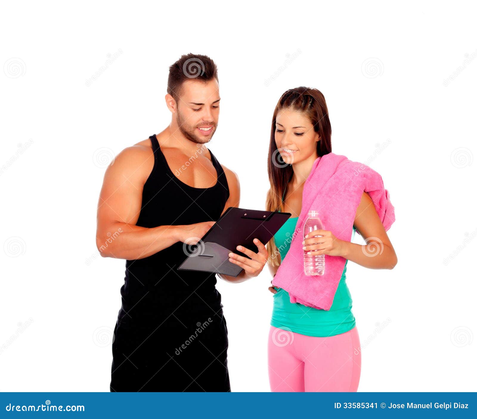Handsome Personal Trainer with a Attractive Girl Stock Image - Image of ...