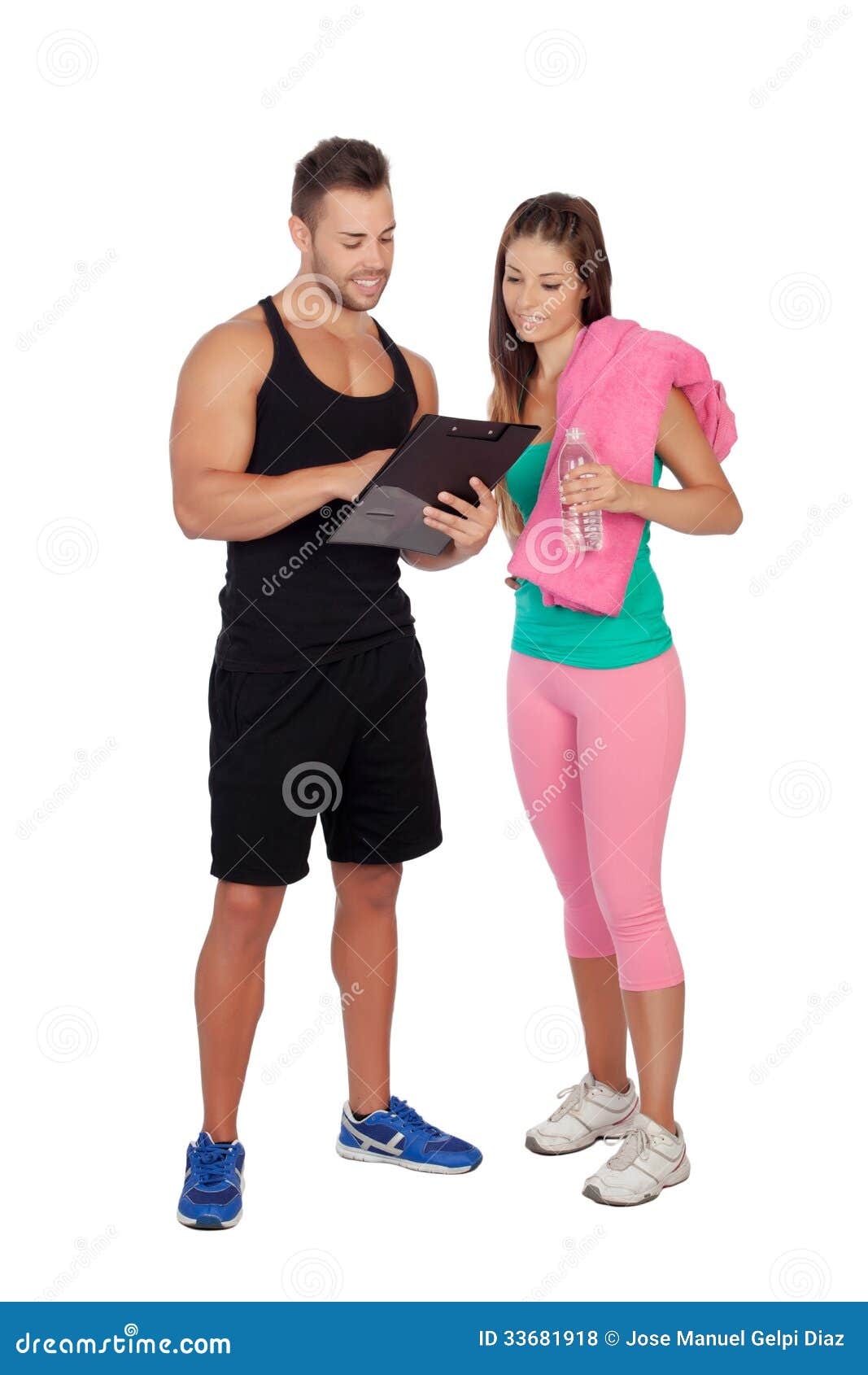 Handsome Personal Trainer with a Attractive Girl Stock Photo - Image of ...