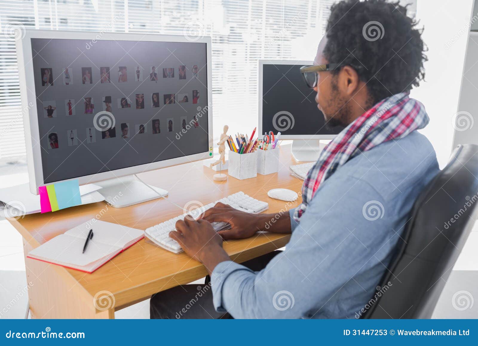Handsome Photo Editor Working on Computer Stock Image - Image of ...