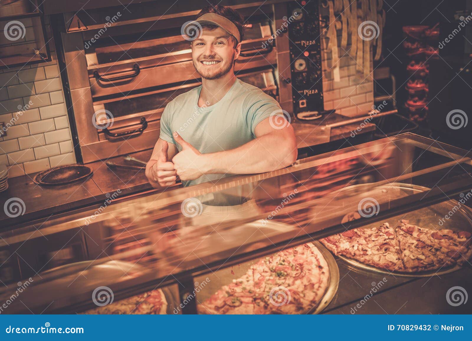 Handsome Pizzaiolo Standing at Kitchen in Pizzeria. Stock Photo - Image ...