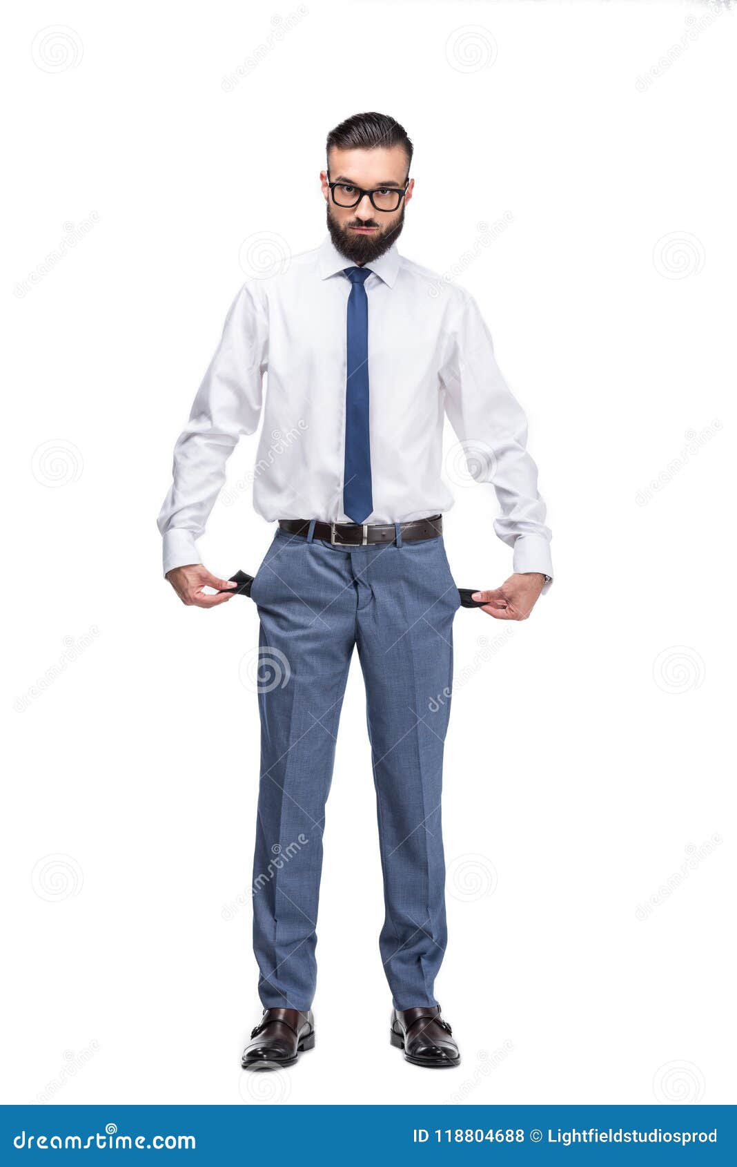 Handsome Poor Businessman with Empty Pockets, Stock Photo - Image of ...