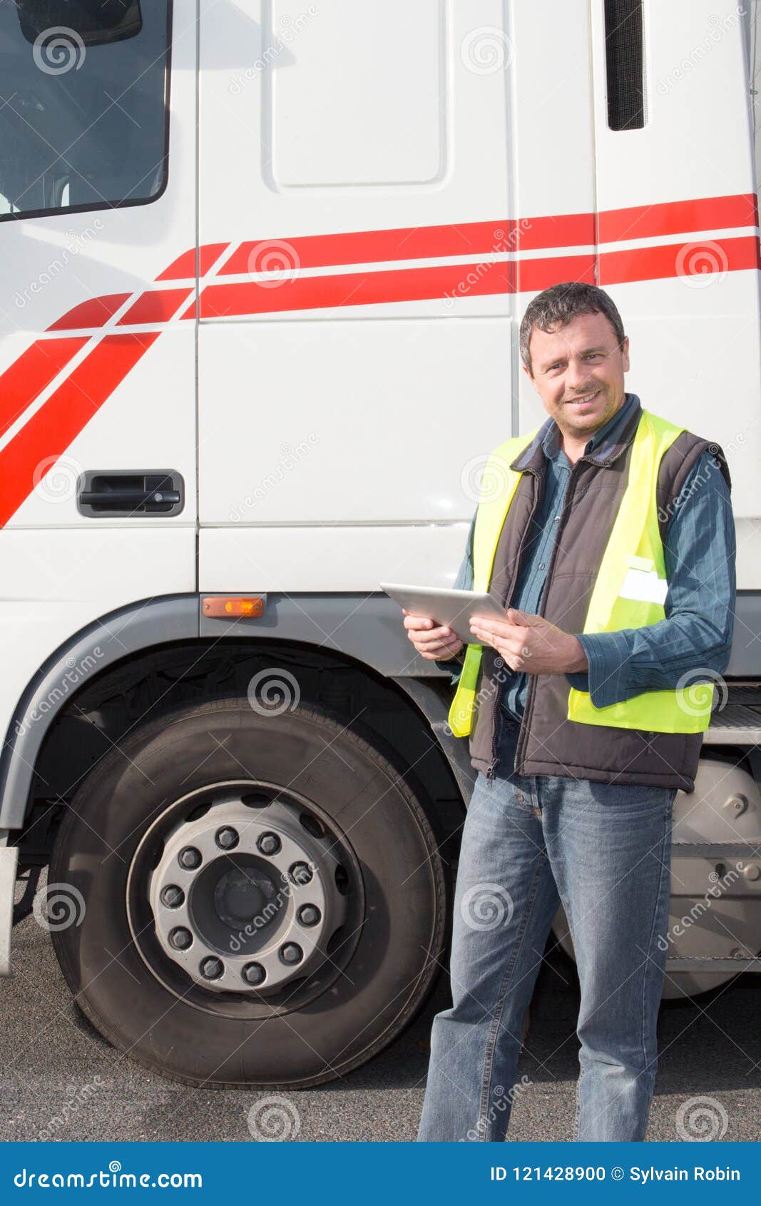 A Handsome Portrait Man Truck Driver Stock Photo - Image of lorry ...