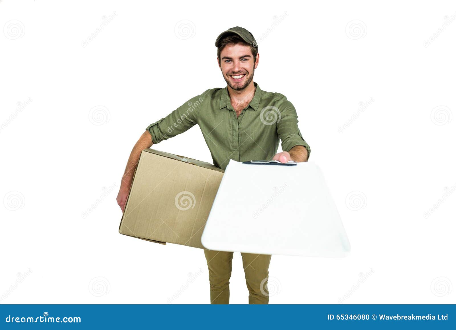 Handsome Postman Holding Clipboard Stock Photo - Image of holding ...