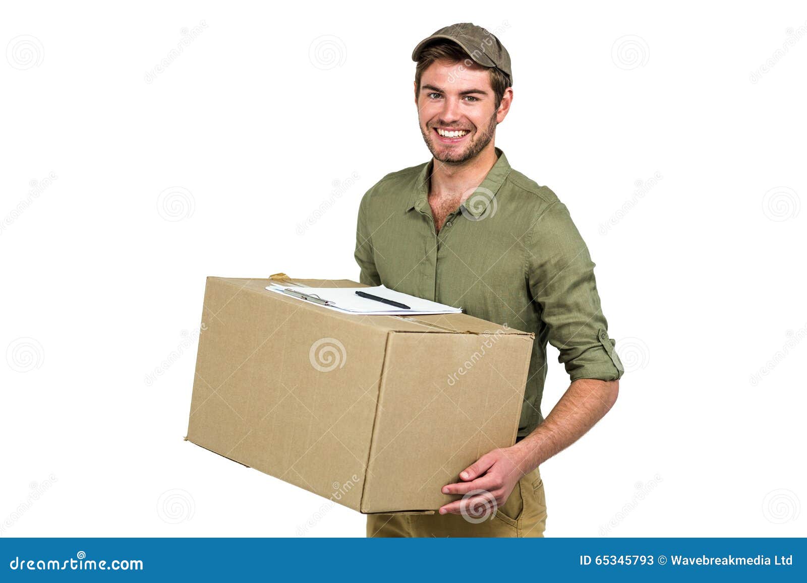 Handsome Postman Holding Pack Stock Image - Image of parcel, classy ...