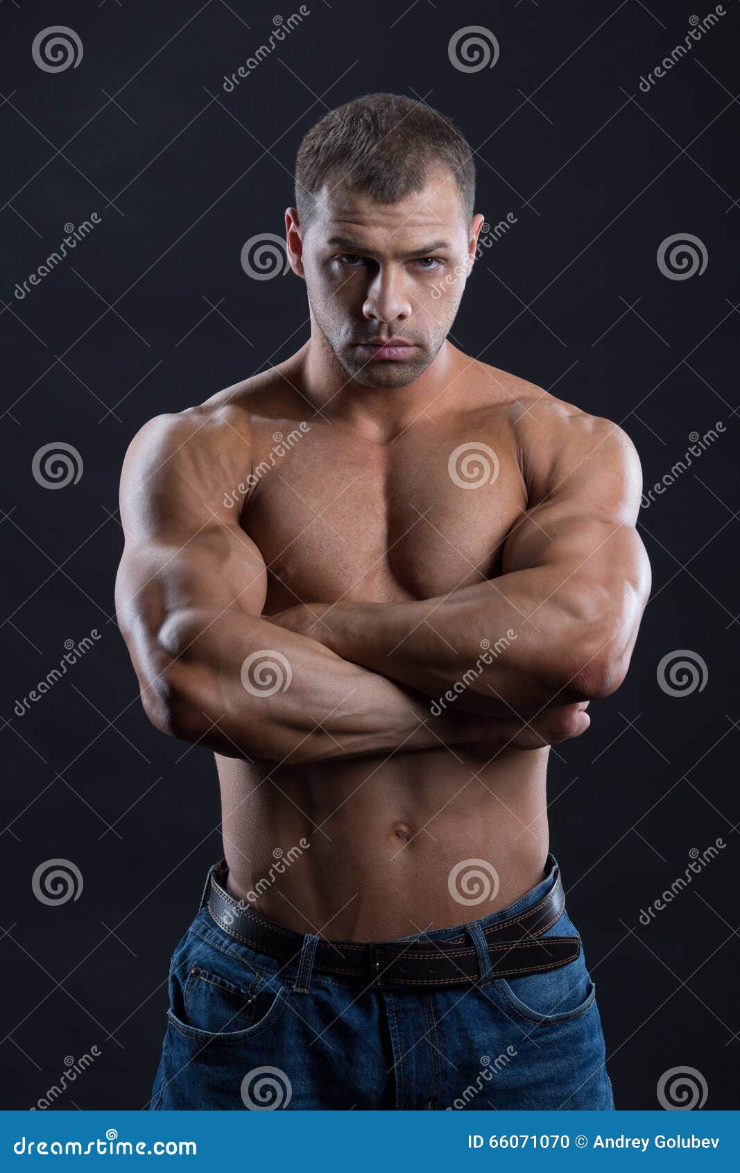 Handsome Powerful Bodybuilder with Stern Look Stock Photo - Image of ...