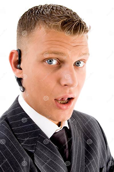 Handsome Professional Guy Wearing Bluetooth Stock Image - Image of ...