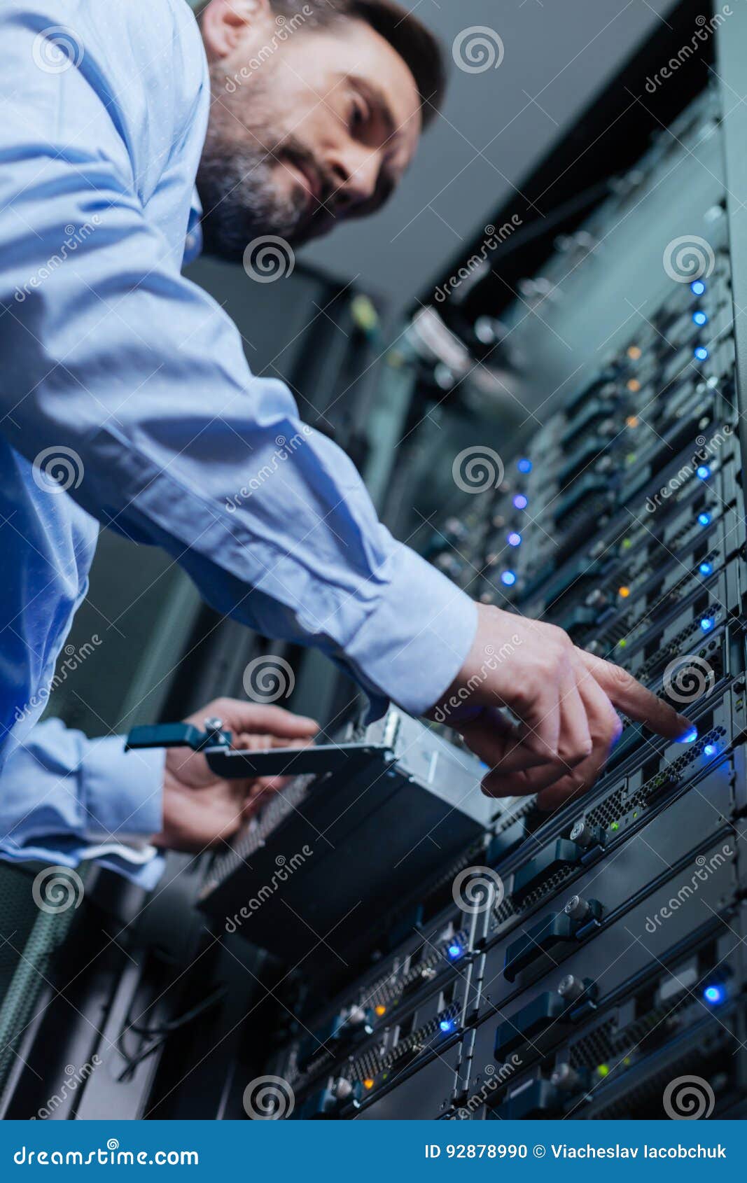 Handsome Professional Programmer Doing the Setting Up Stock Photo ...