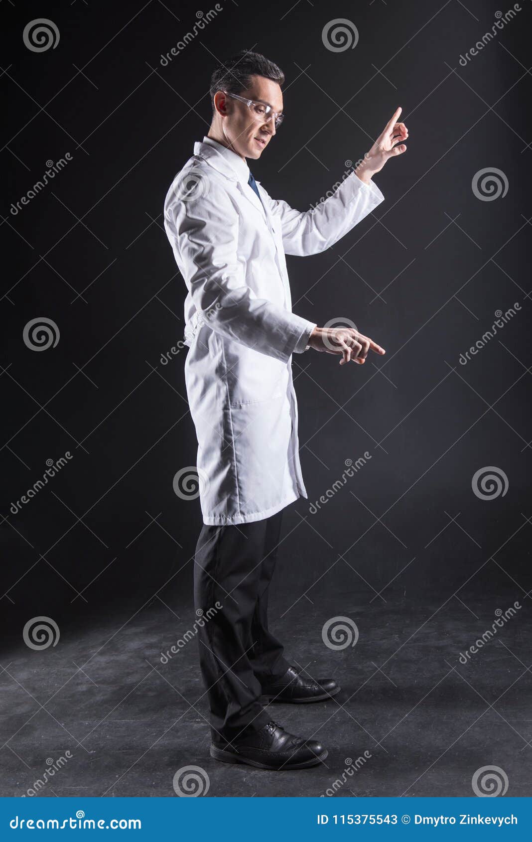Handsome Professional Scientist Pressing the Button Stock Image - Image ...