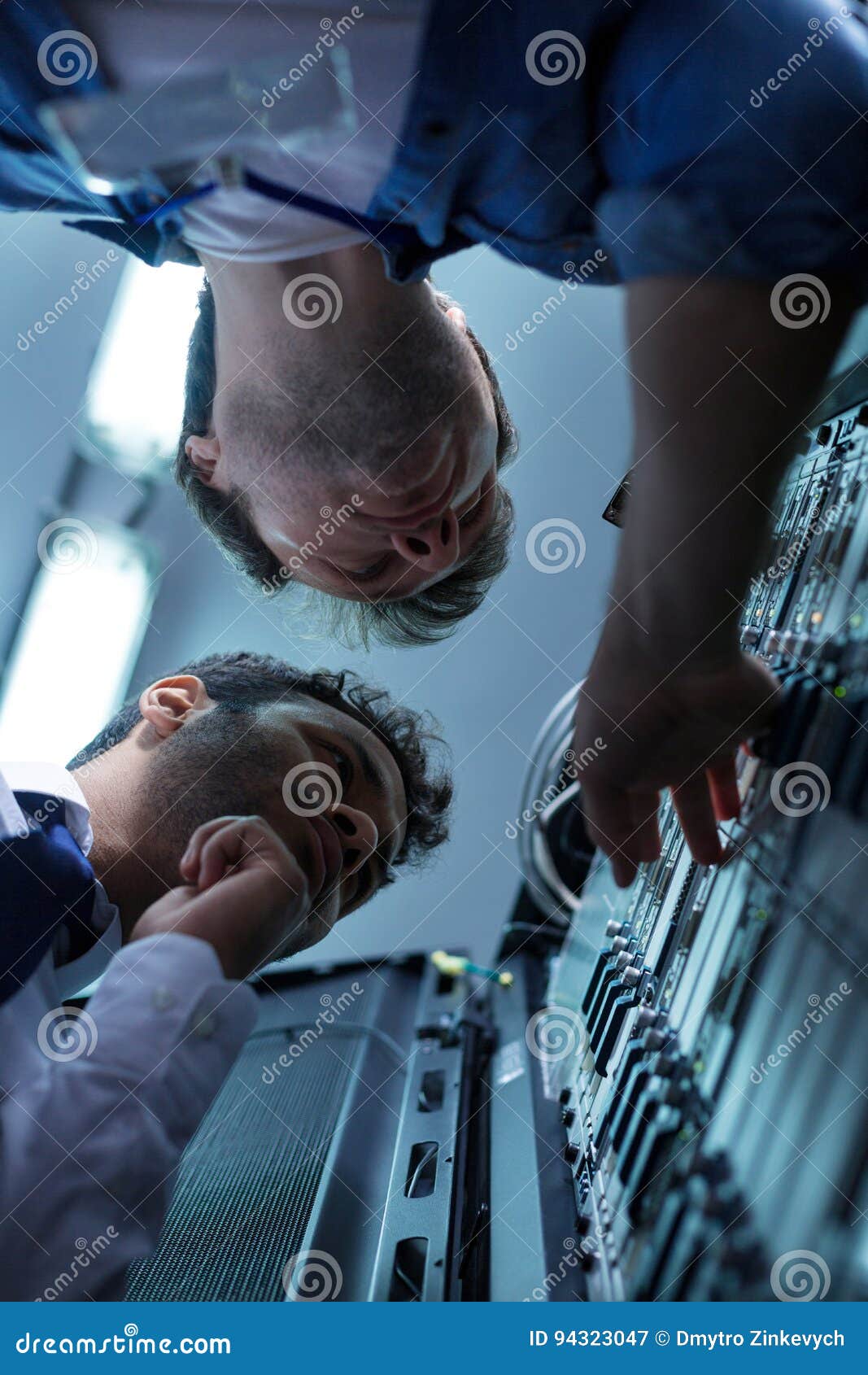 Handsome Professional Technicians Working Together Stock Image - Image ...