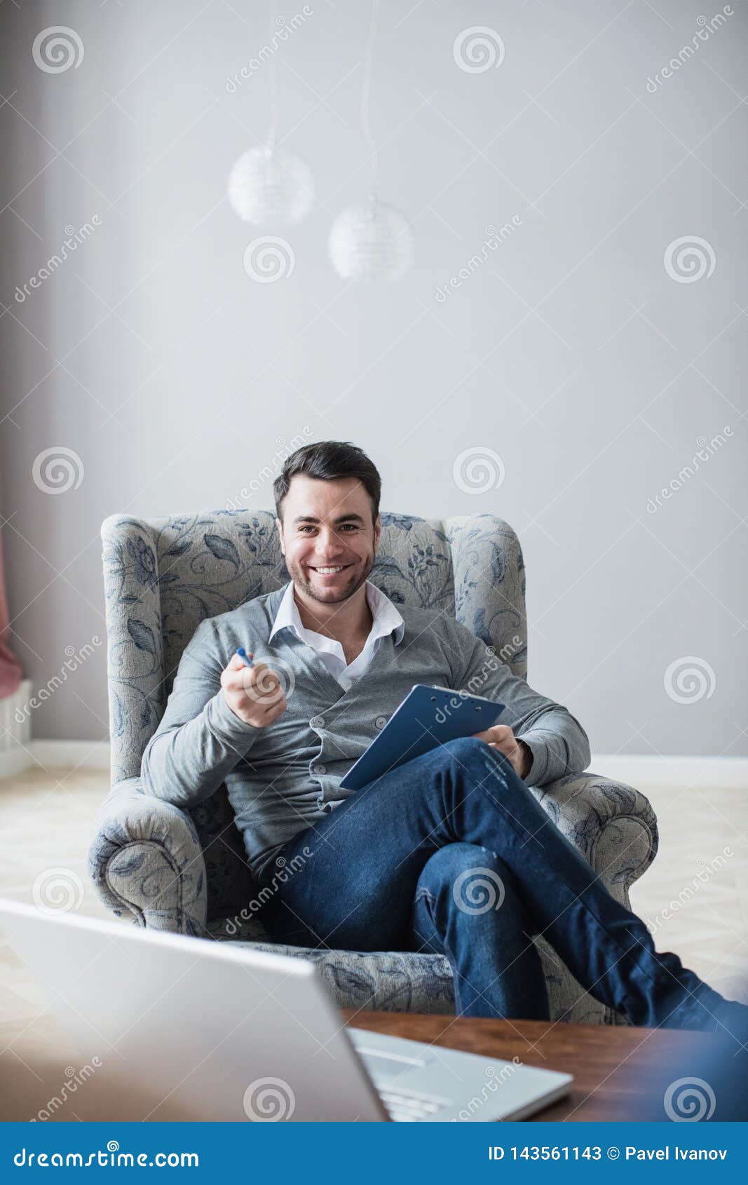 Handsome Psychologist is Making Notes Sitting in His Office Stock Image ...