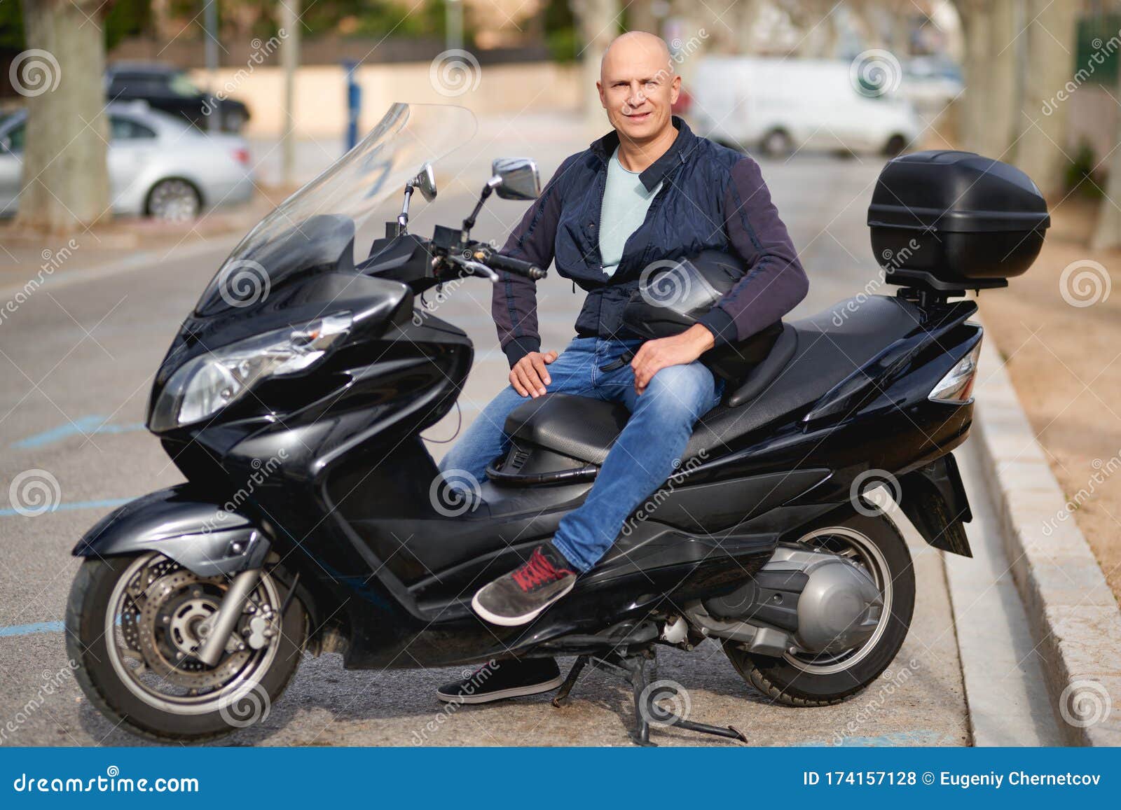 Handsome Rider Guy Racer Scooter Stock Photo - Image of rider, hooligan ...