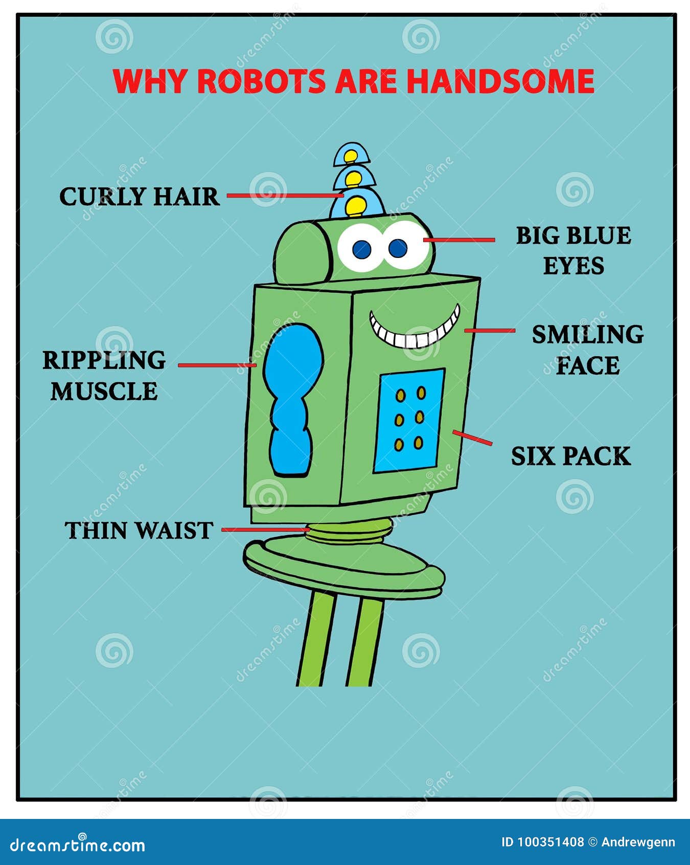 Handsome Robot stock illustration. Illustration of stronger - 100351408