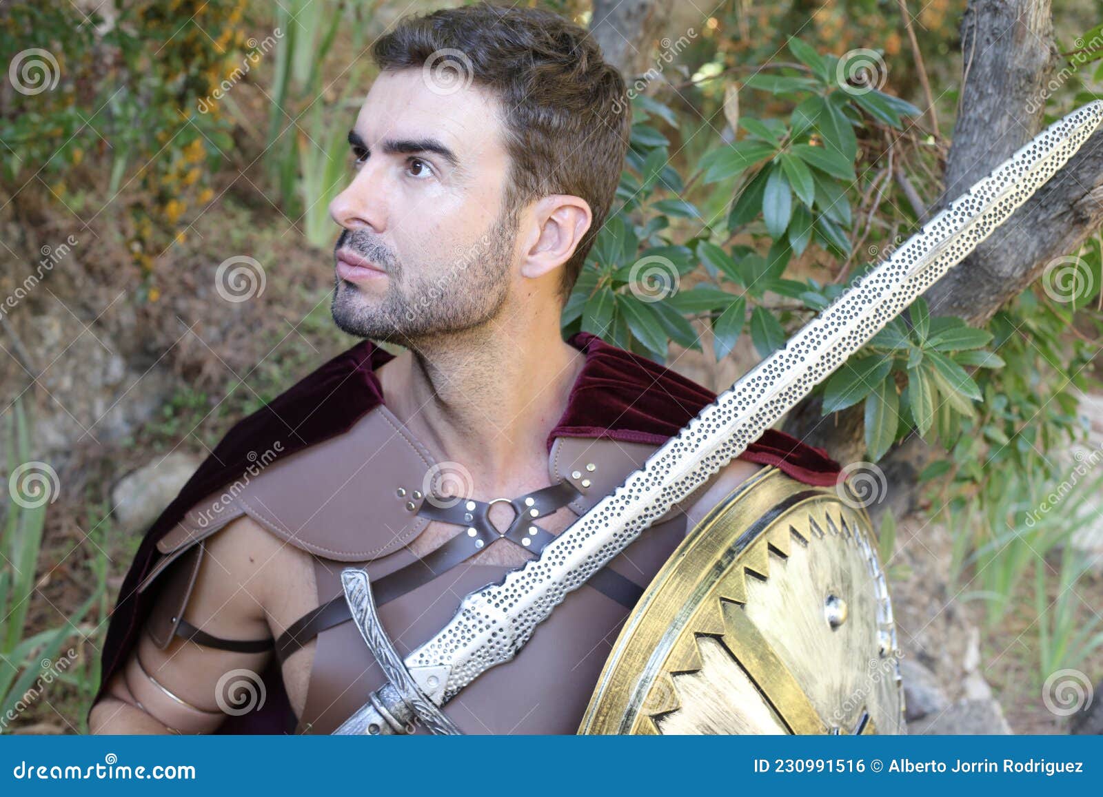 Handsome Roman Soldier Holding a Sword Stock Photo - Image of greek ...