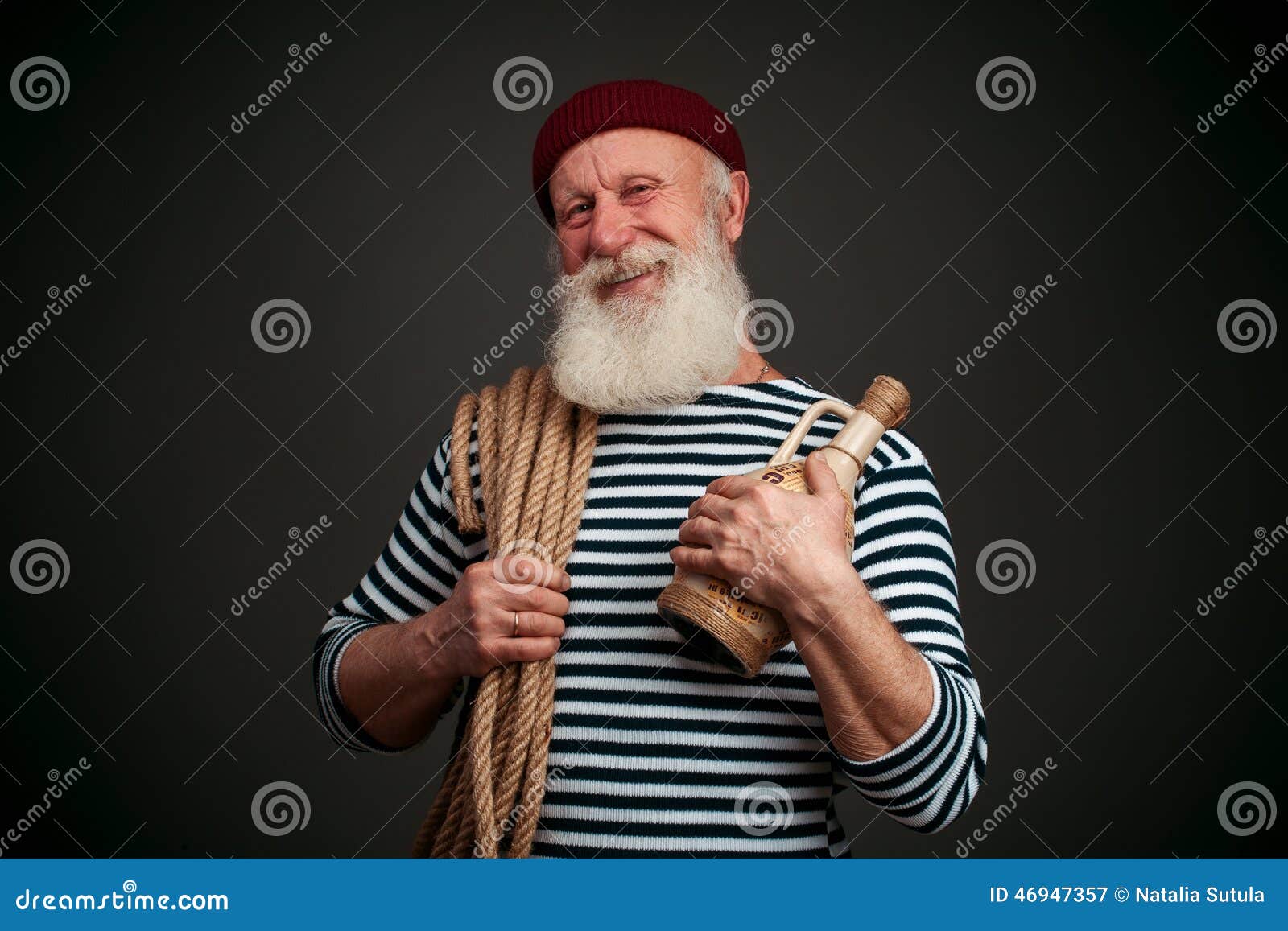 Handsome Sailor Isolated. Seaman. Stock Image - Image of face, happy ...