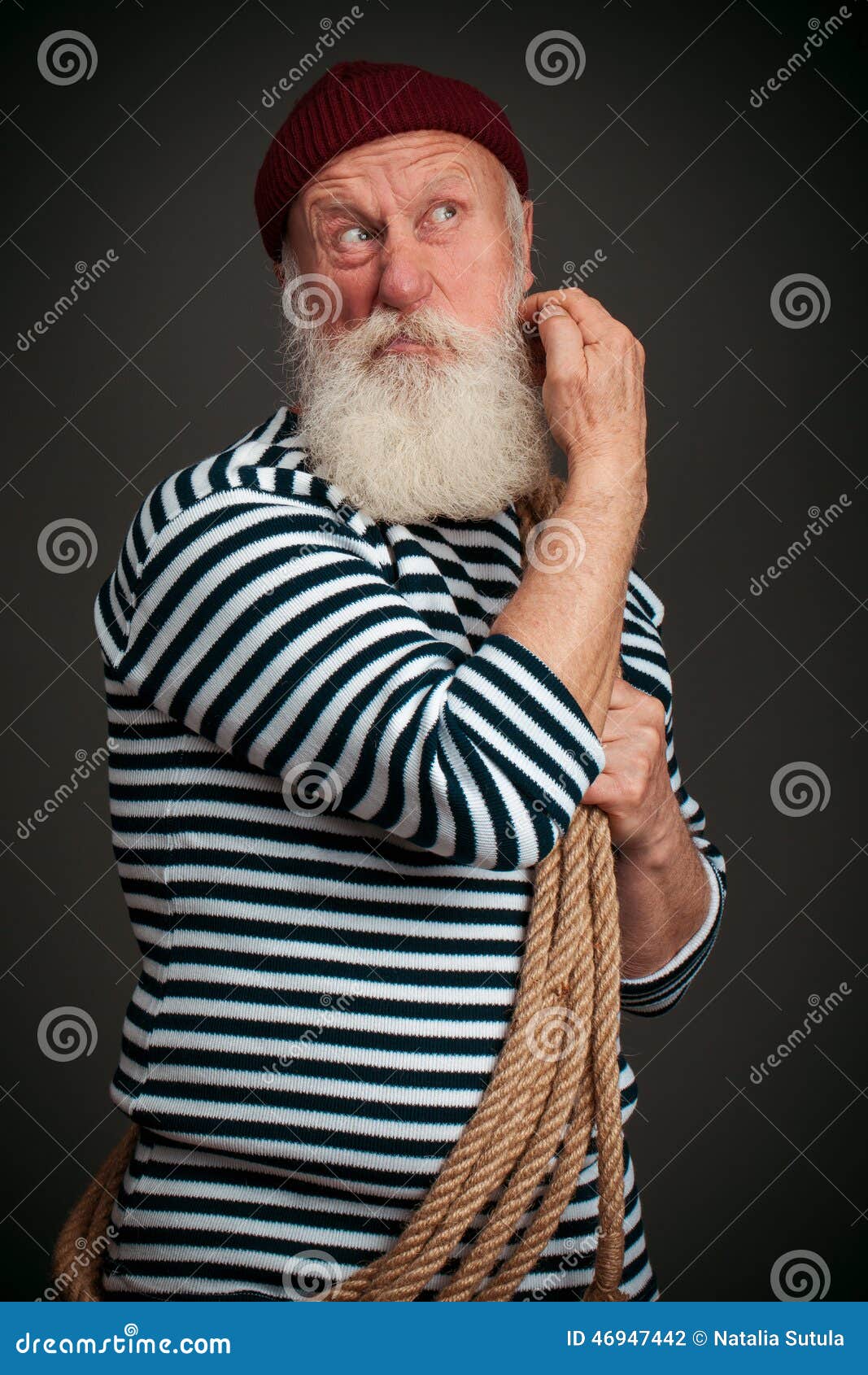 Handsome Sailor Isolated. Seaman. Stock Photo - Image of human, mature ...