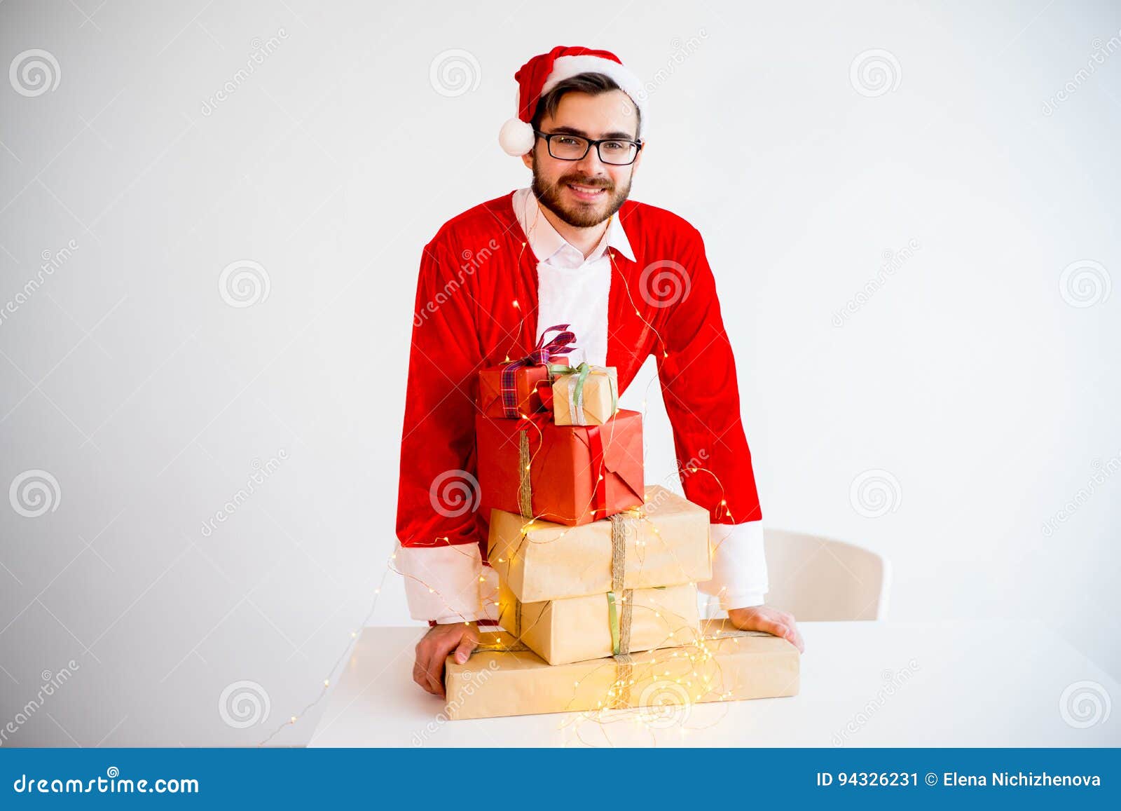 Handsome Santa Claus Giving Presents Stock Image - Image of gifts ...
