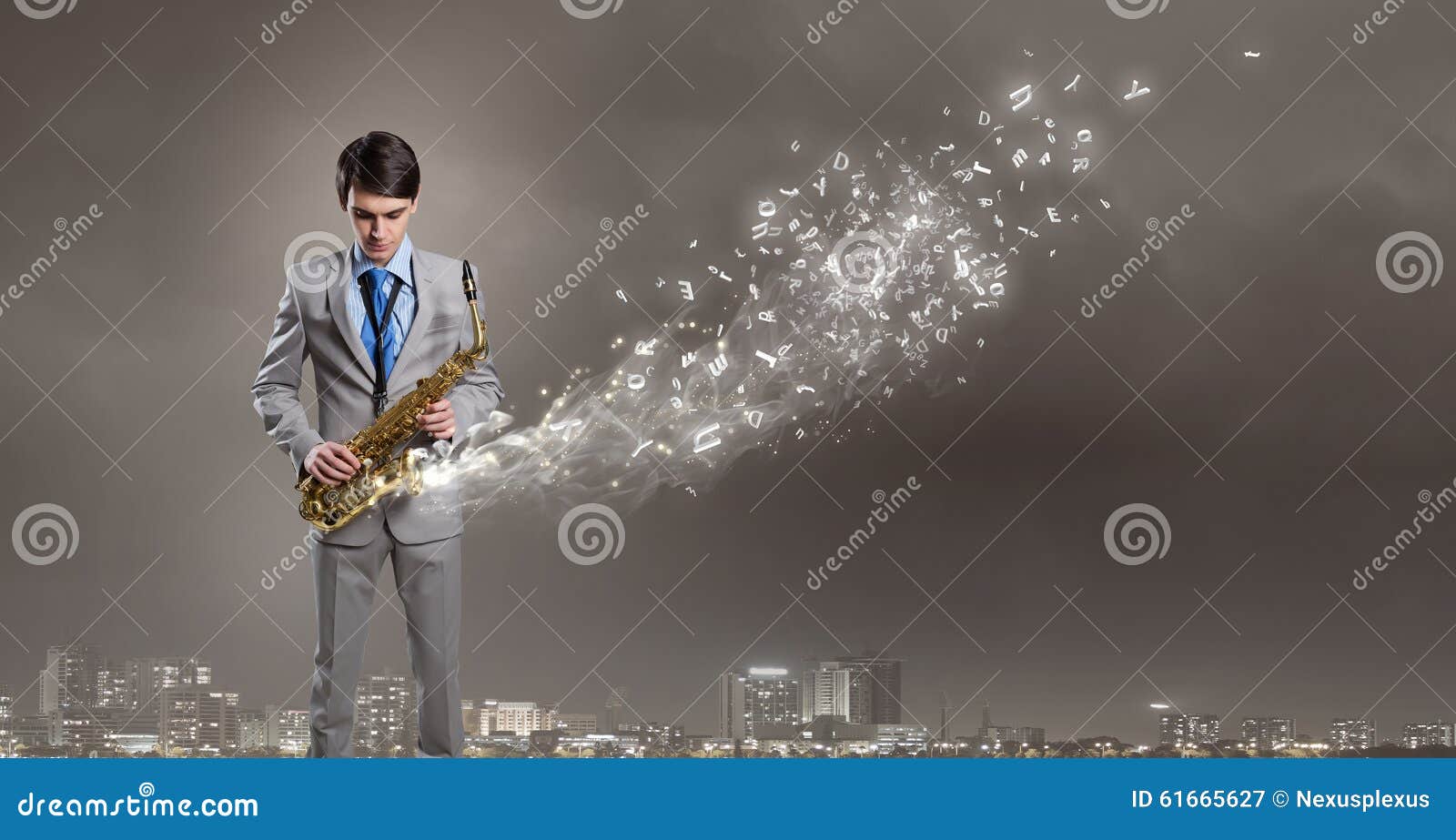 Handsome Saxophonist. Concept Image Stock Image - Image of playing ...