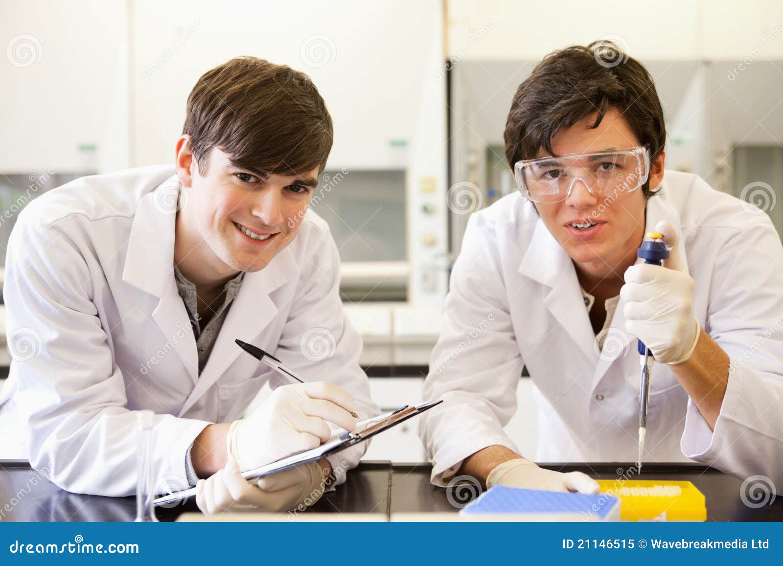 Handsome Scientists Making an Experiment Stock Image - Image of examine ...