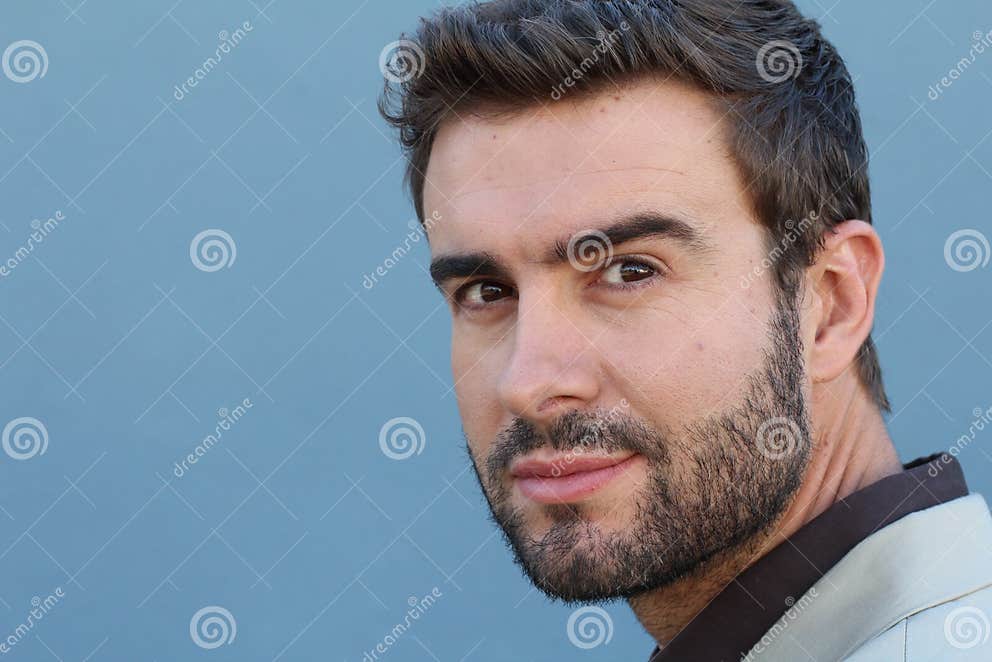 Handsome Seductive Man Flirting and Looking at Camera with Space for ...