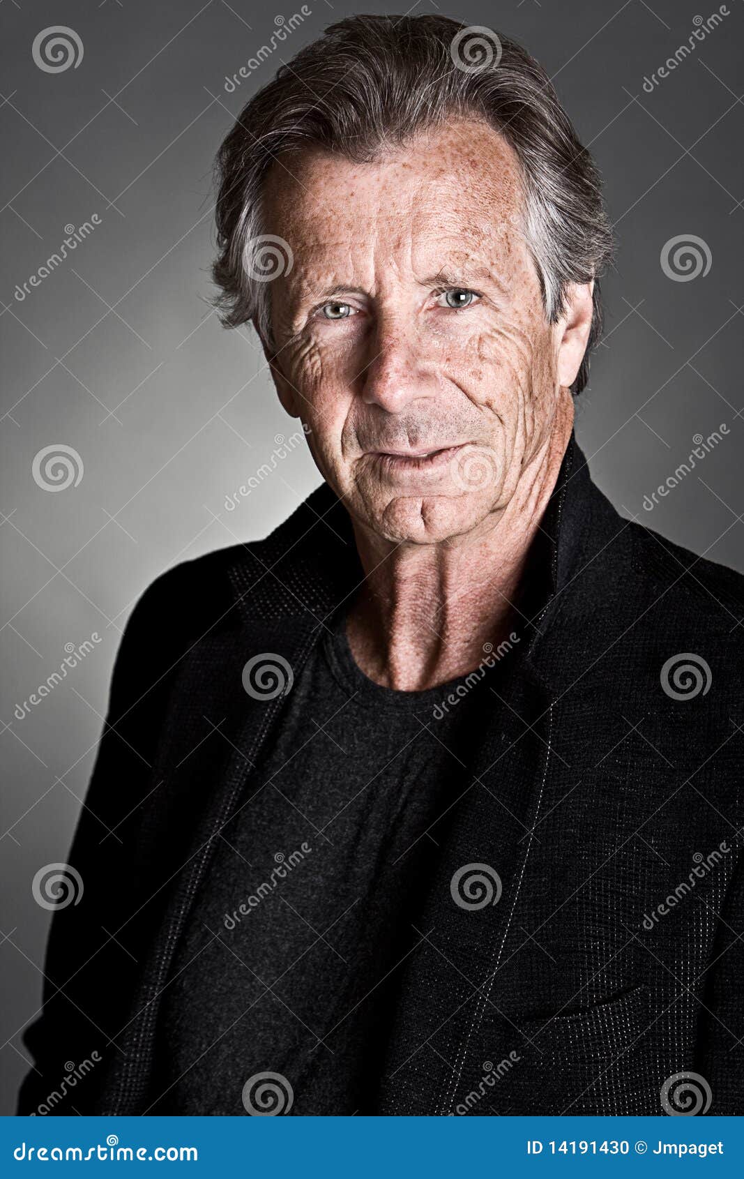 Handsome Senior Male Against Grey Stock Photo - Image of mature, senior ...