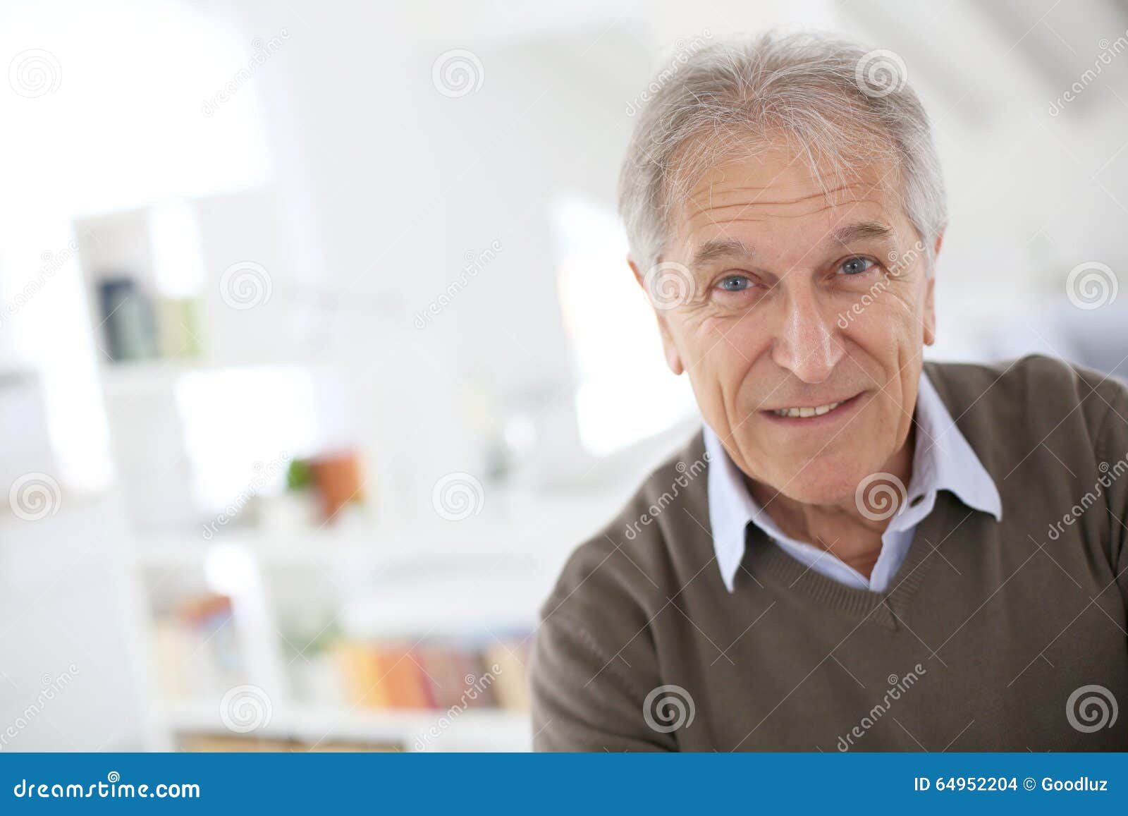 Handsome Senior Man at Home Stock Photo - Image of attractive ...