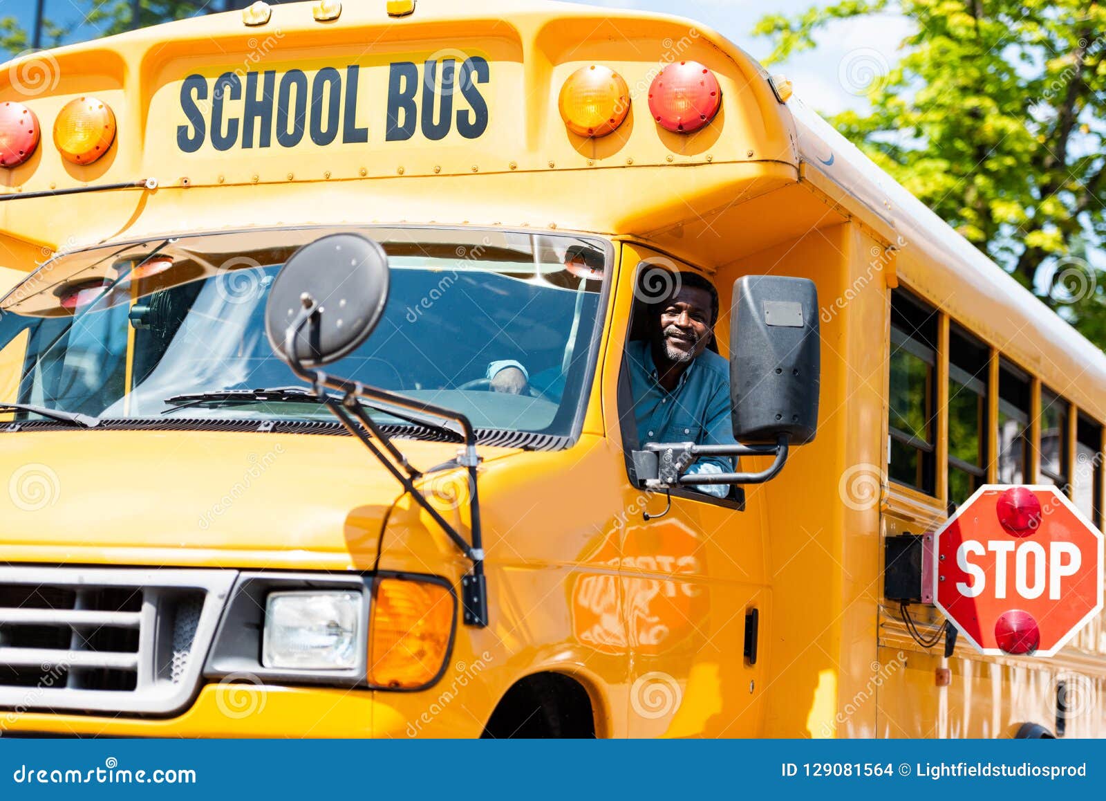 Handsome Senior School Bus Driver Looking at Camera Stock Photo - Image ...