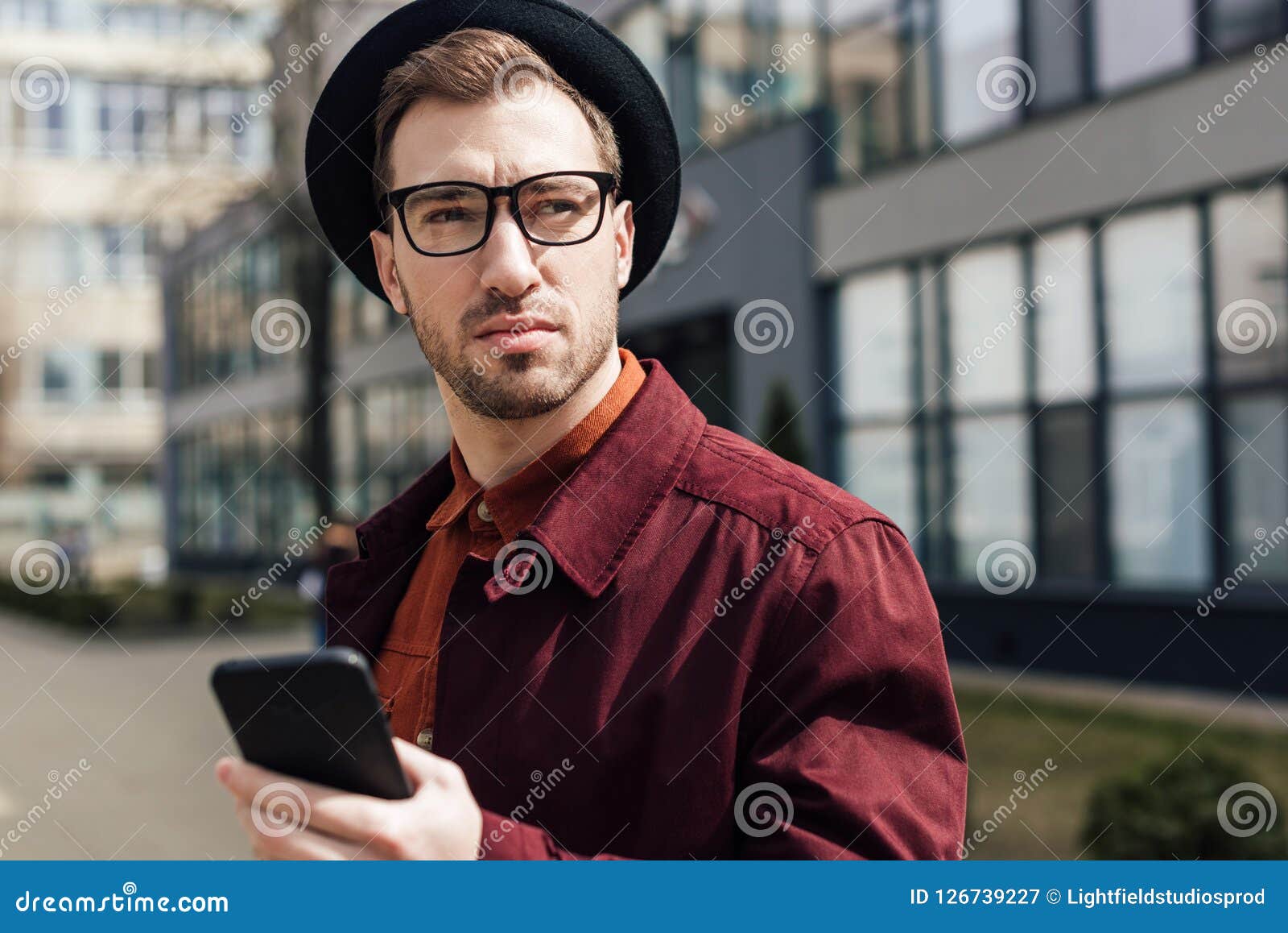 Handsome Serious Man in Eyeglasses and Hat Stock Image - Image of ...