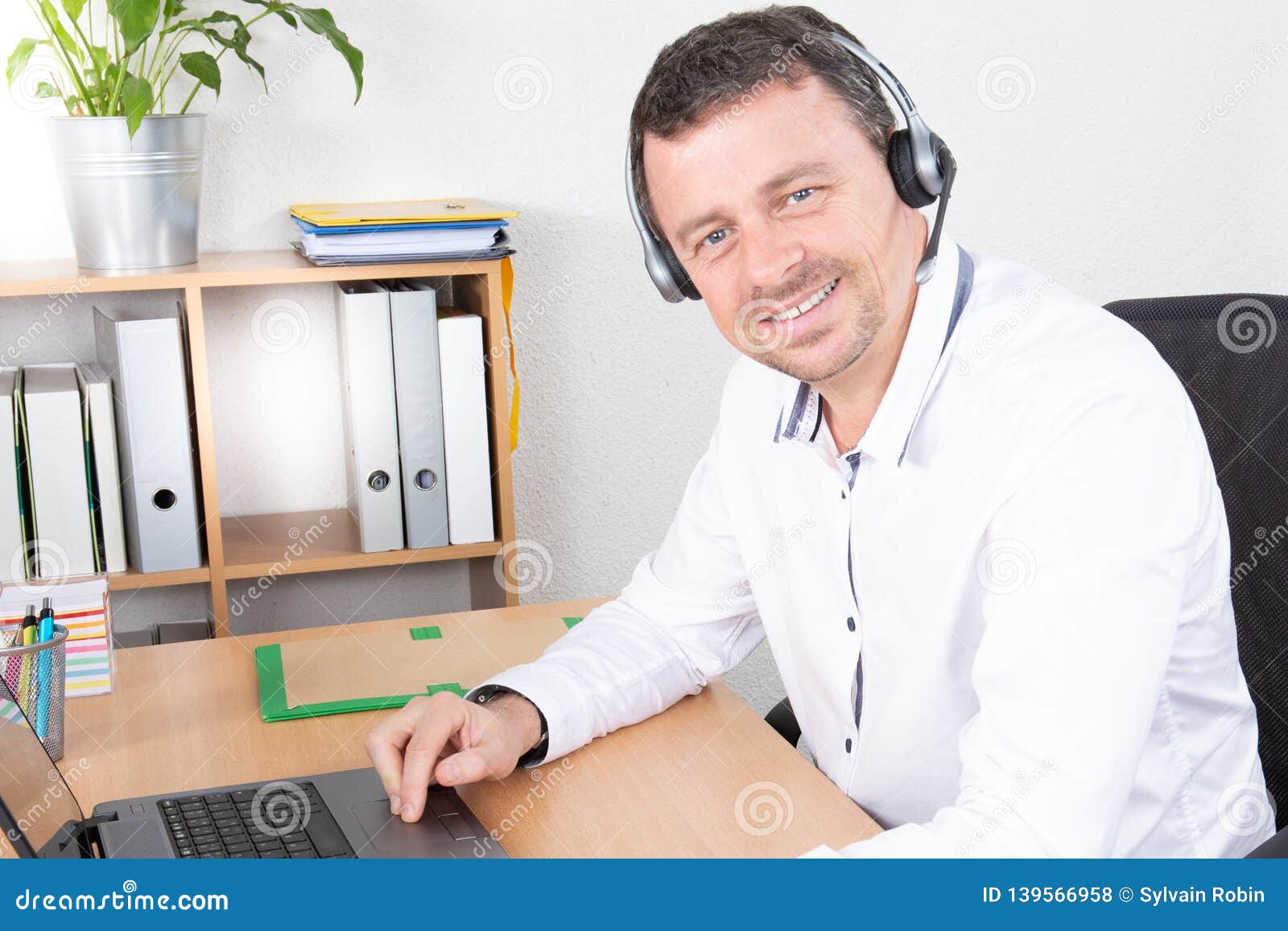 Handsome Service Customer Man Business in Call Center Stock Photo ...