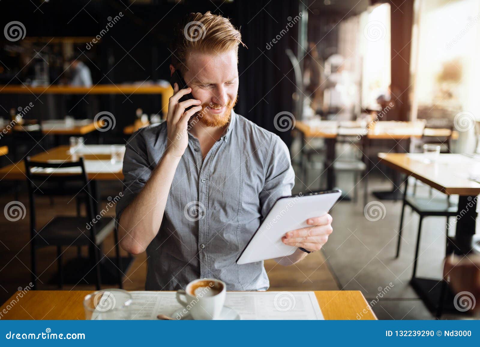 Handsome Young Businessman Constantly Busy and Working Stock Photo ...