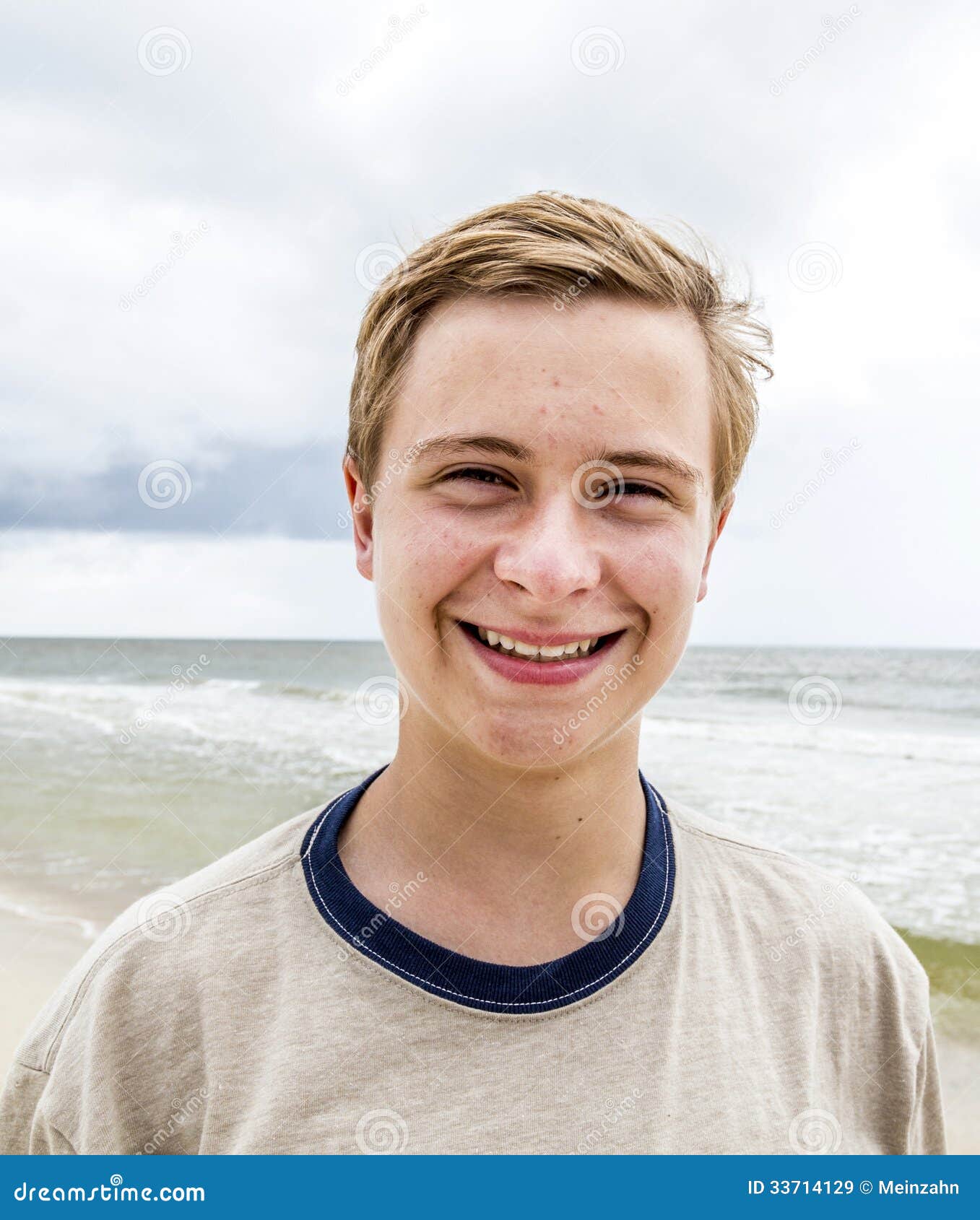 Handsome Smiling Boy at the Beach Stock Image - Image of nature ...