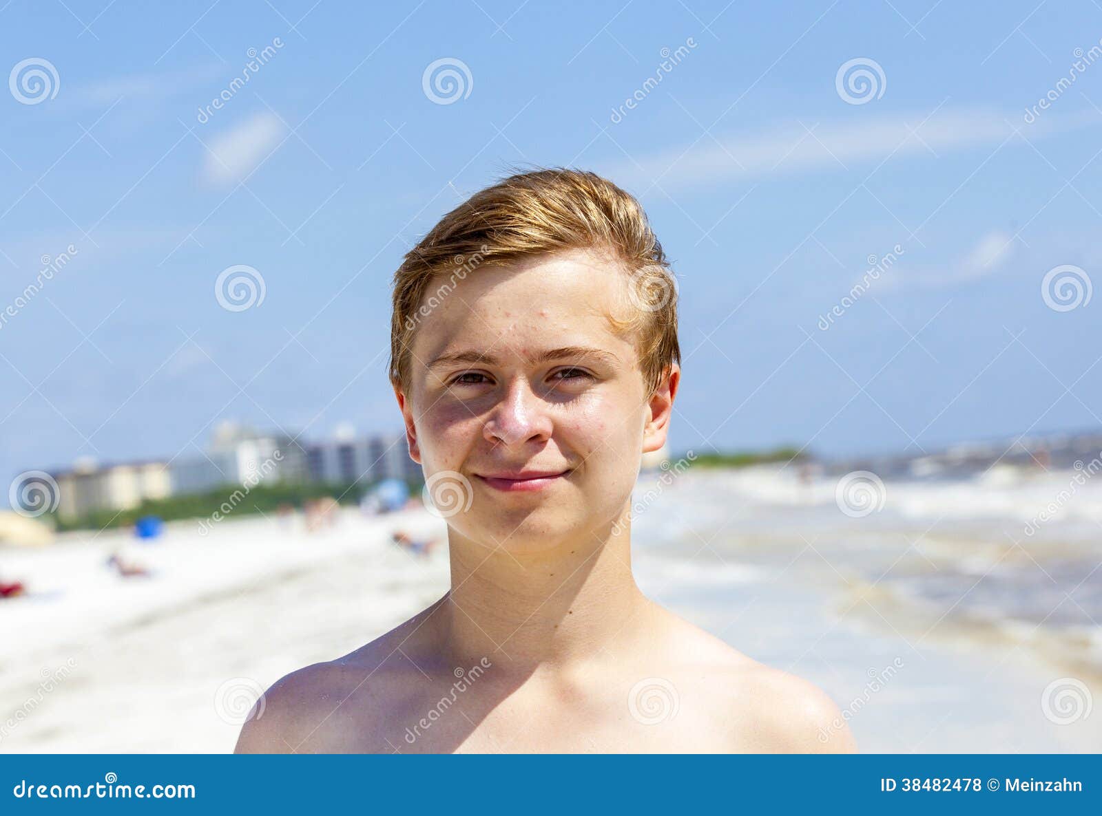Handsome Smiling Boy after Swimming at the Beach Stock Photo - Image of ...