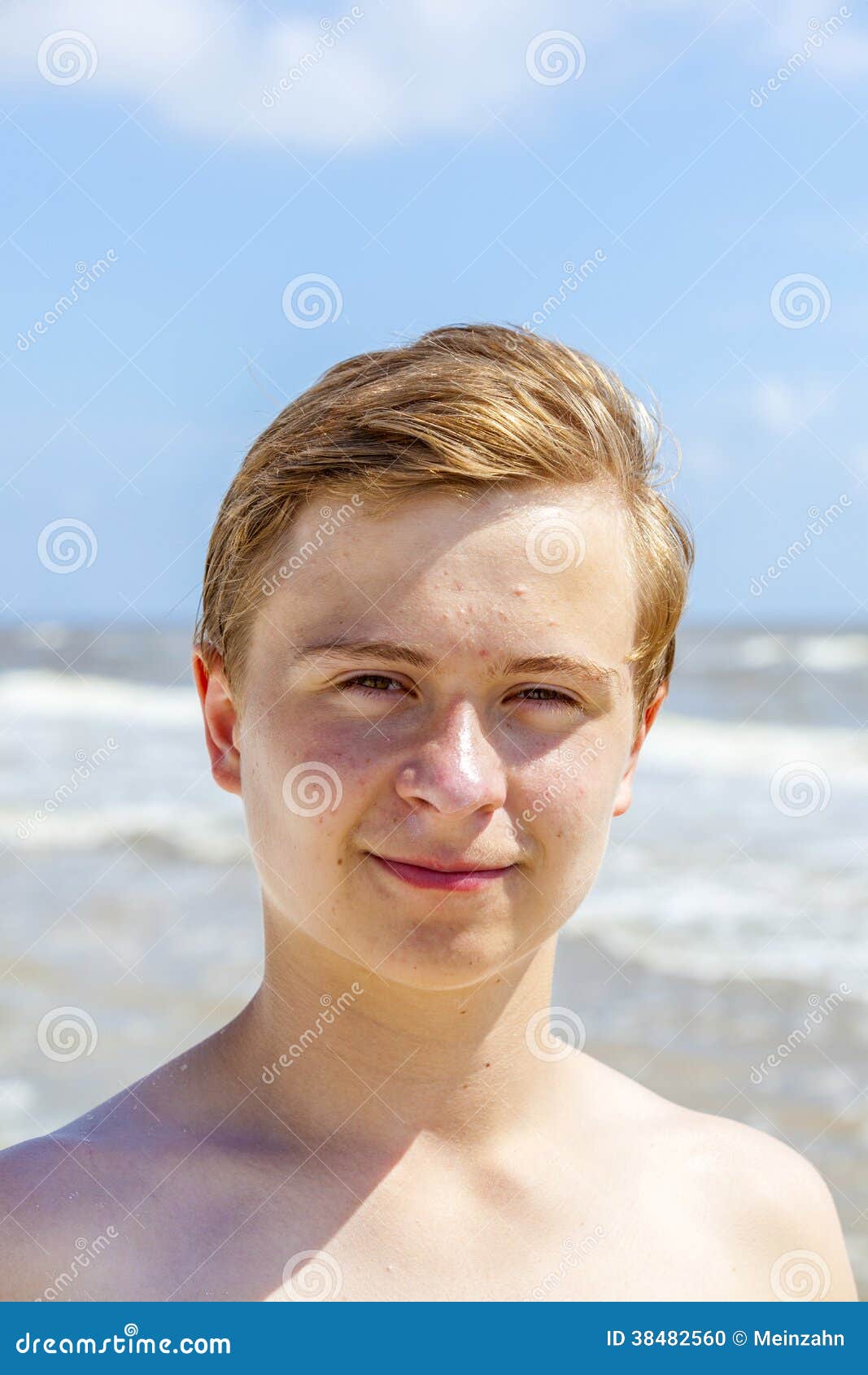 Handsome Smiling Boy after Swimming at the Beach Stock Photo - Image of ...