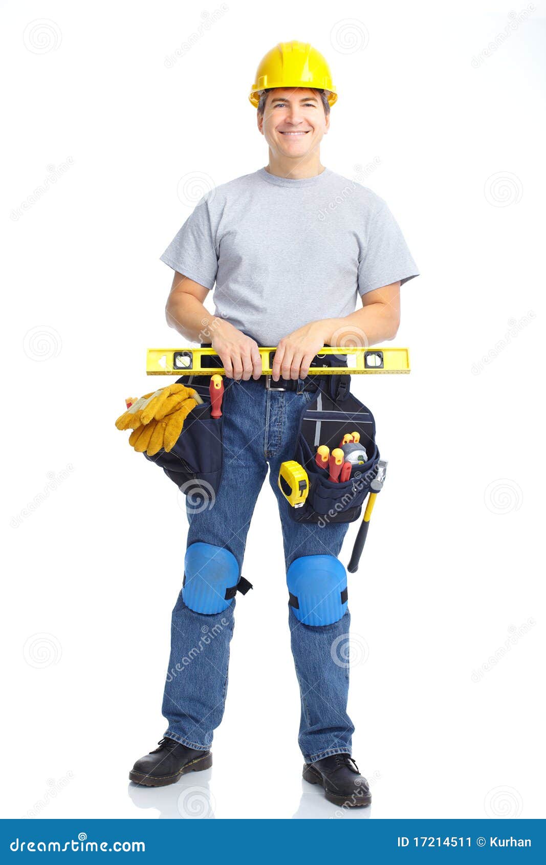 Handsome smiling builder stock image. Image of helmet - 17214511