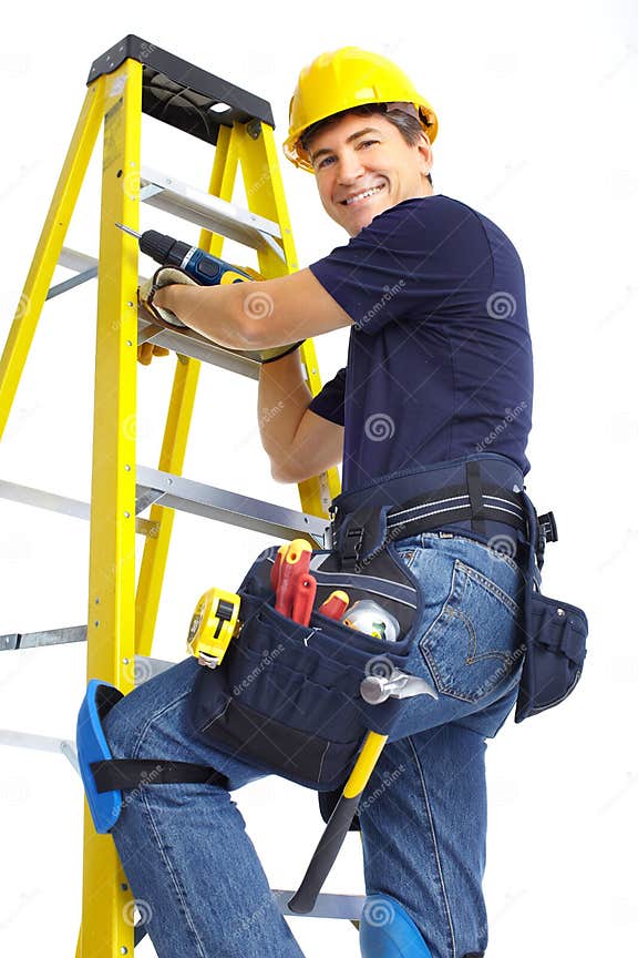 Handsome smiling builder stock image. Image of employee - 17214549