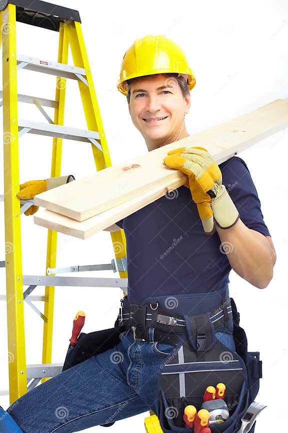 Handsome smiling builder stock image. Image of business - 17214589