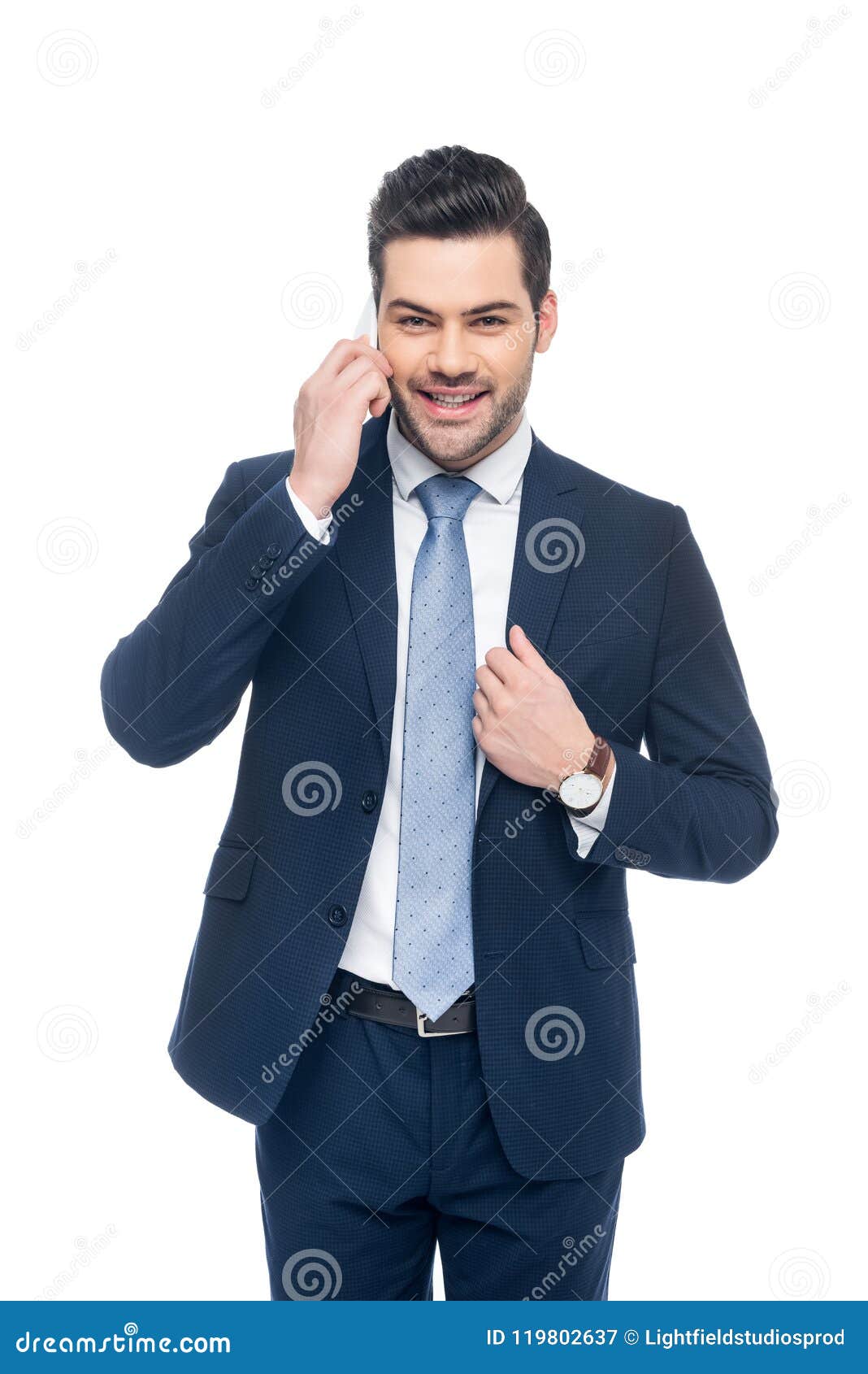 Handsome Smiling Businessman in Suit Talking on Smartphone, Stock Image ... Handsome Smiling Businessman in Suit Talking on Smartphone, Stock Image ...
