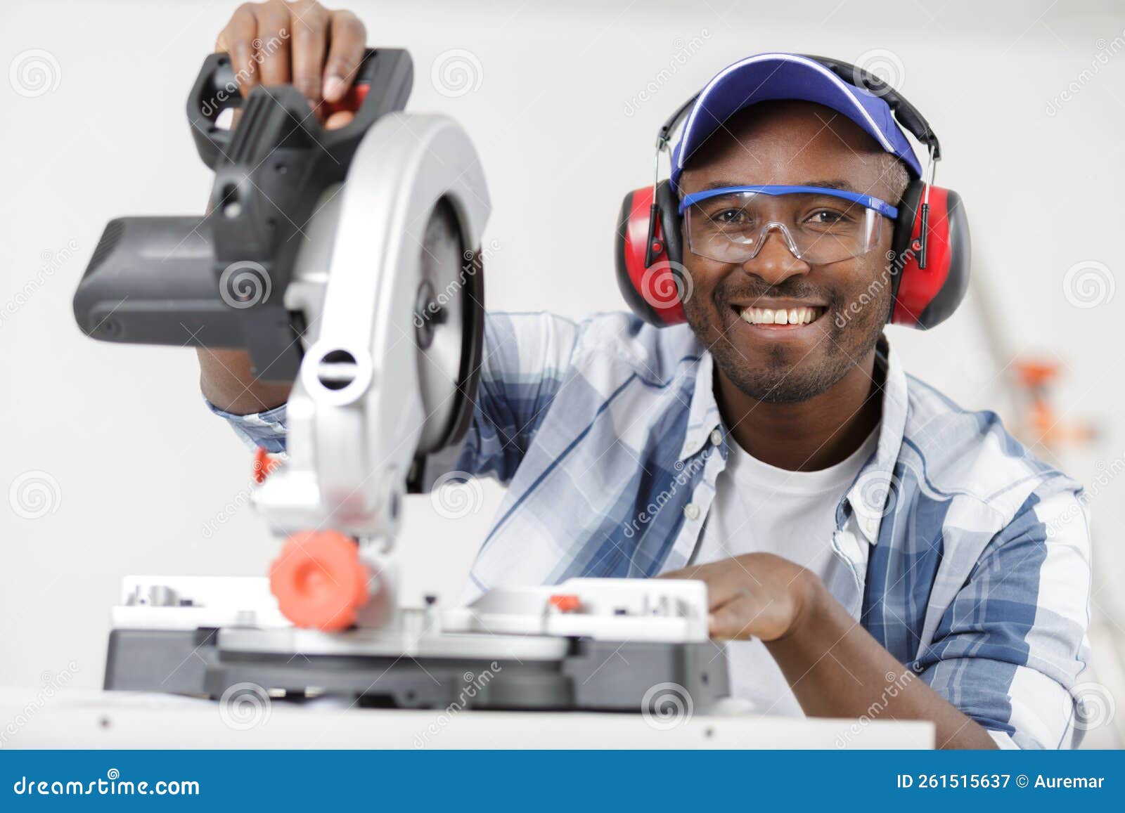 Handsome Smiling Construction Worker at Work Stock Image - Image of ...