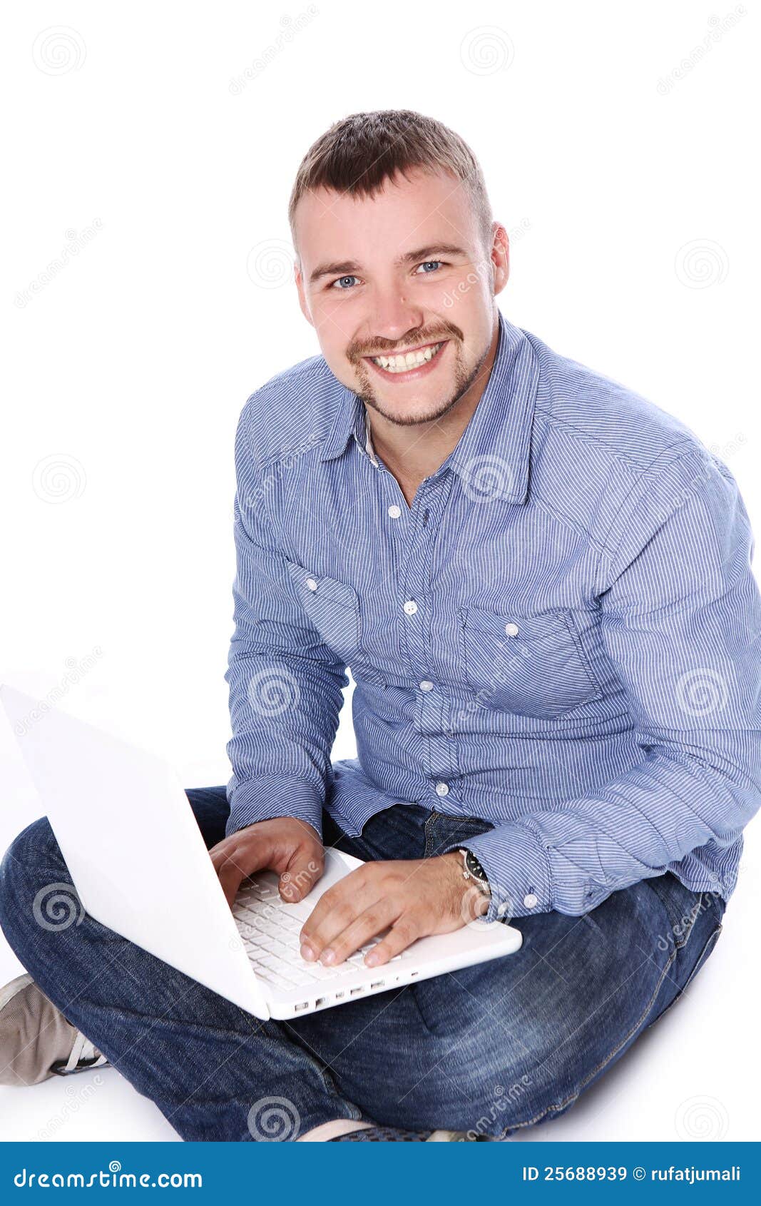 Handsome Smiling Guy with Laptop Stock Image - Image of look, confident ...