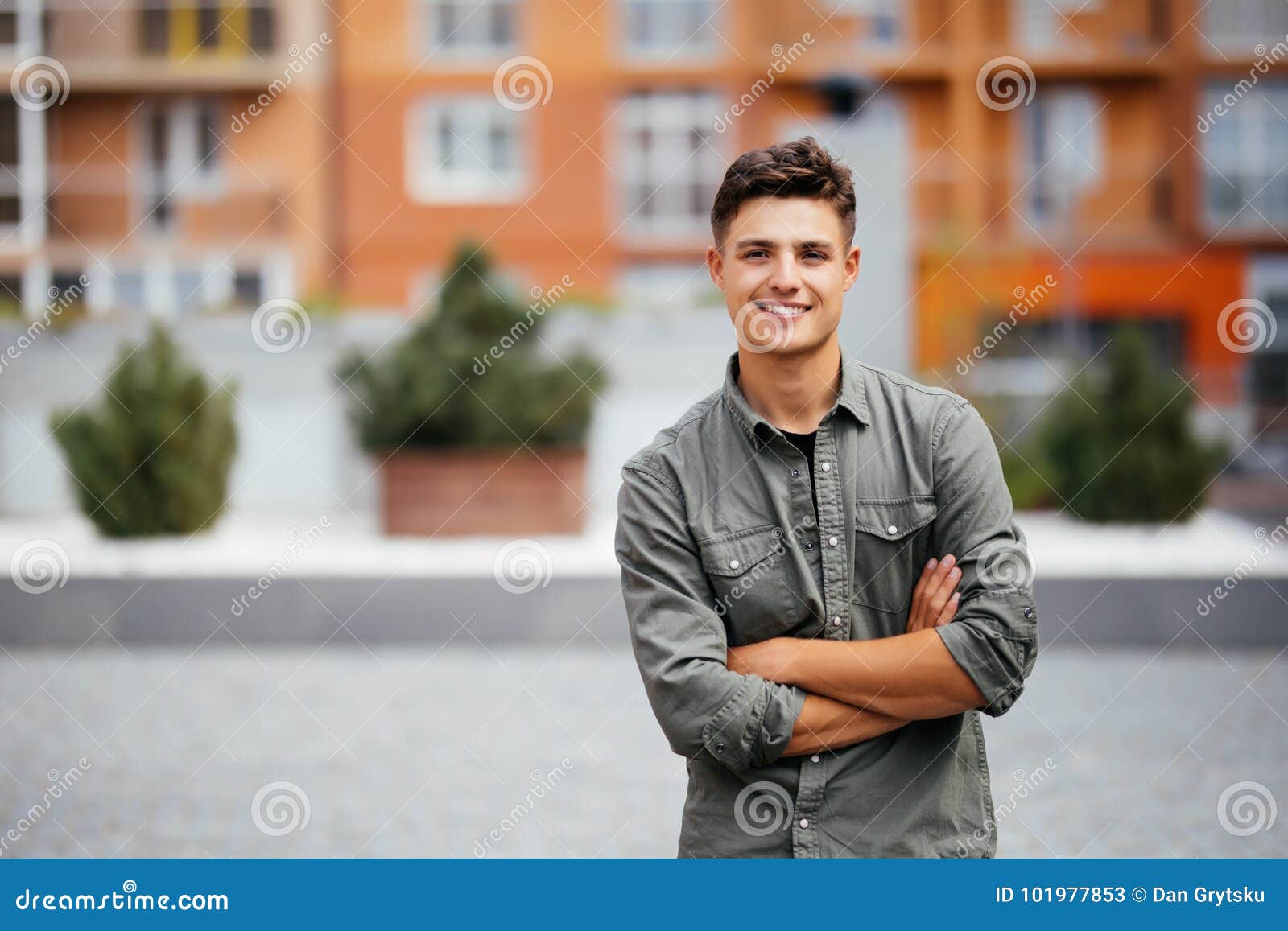 Handsome Smiling Young Man Portrait. Cheerful Man Looking at Camera ...