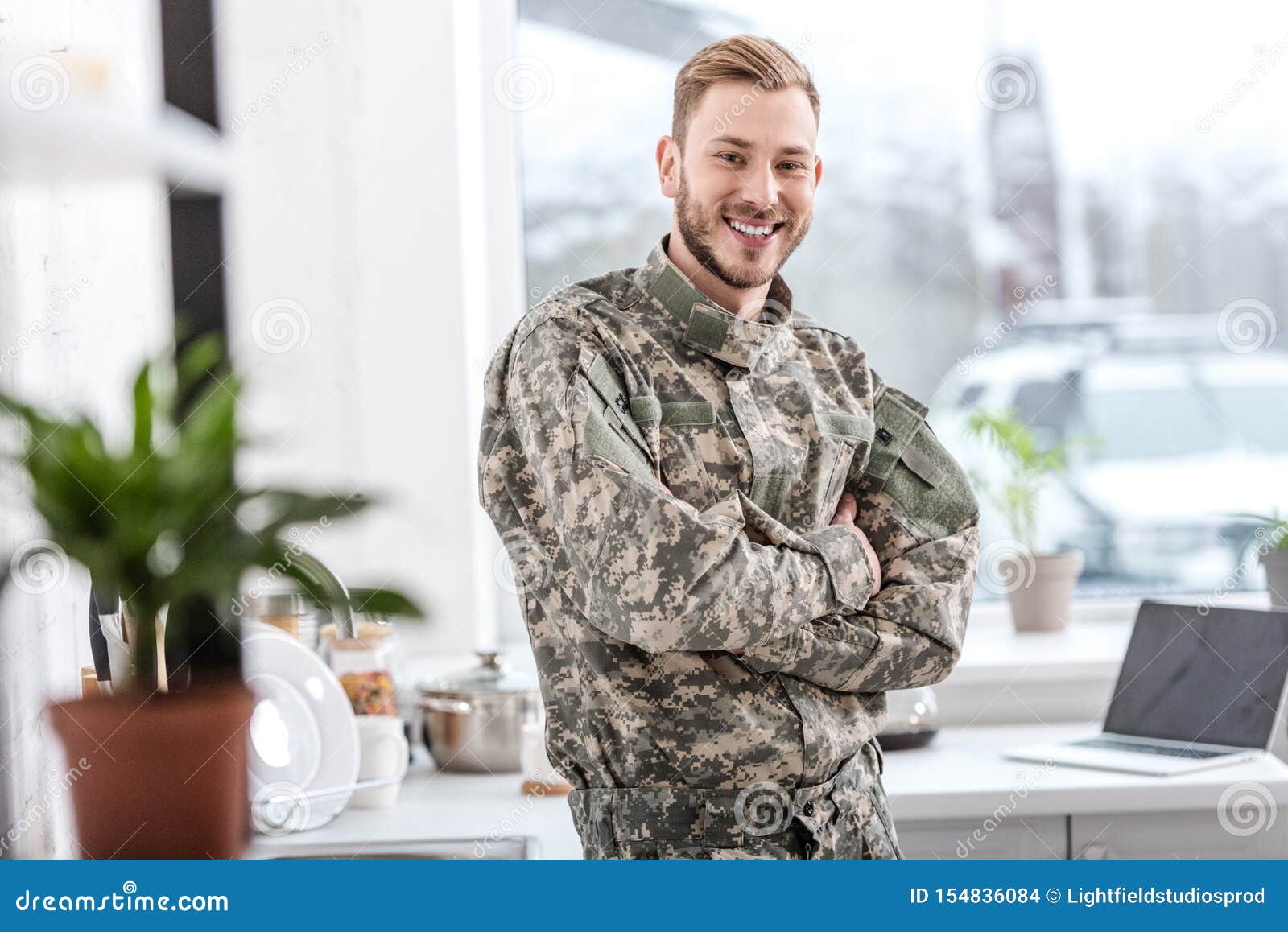 Handsome Soldier Smiling and Looking at Camera Stock Photo - Image of ...