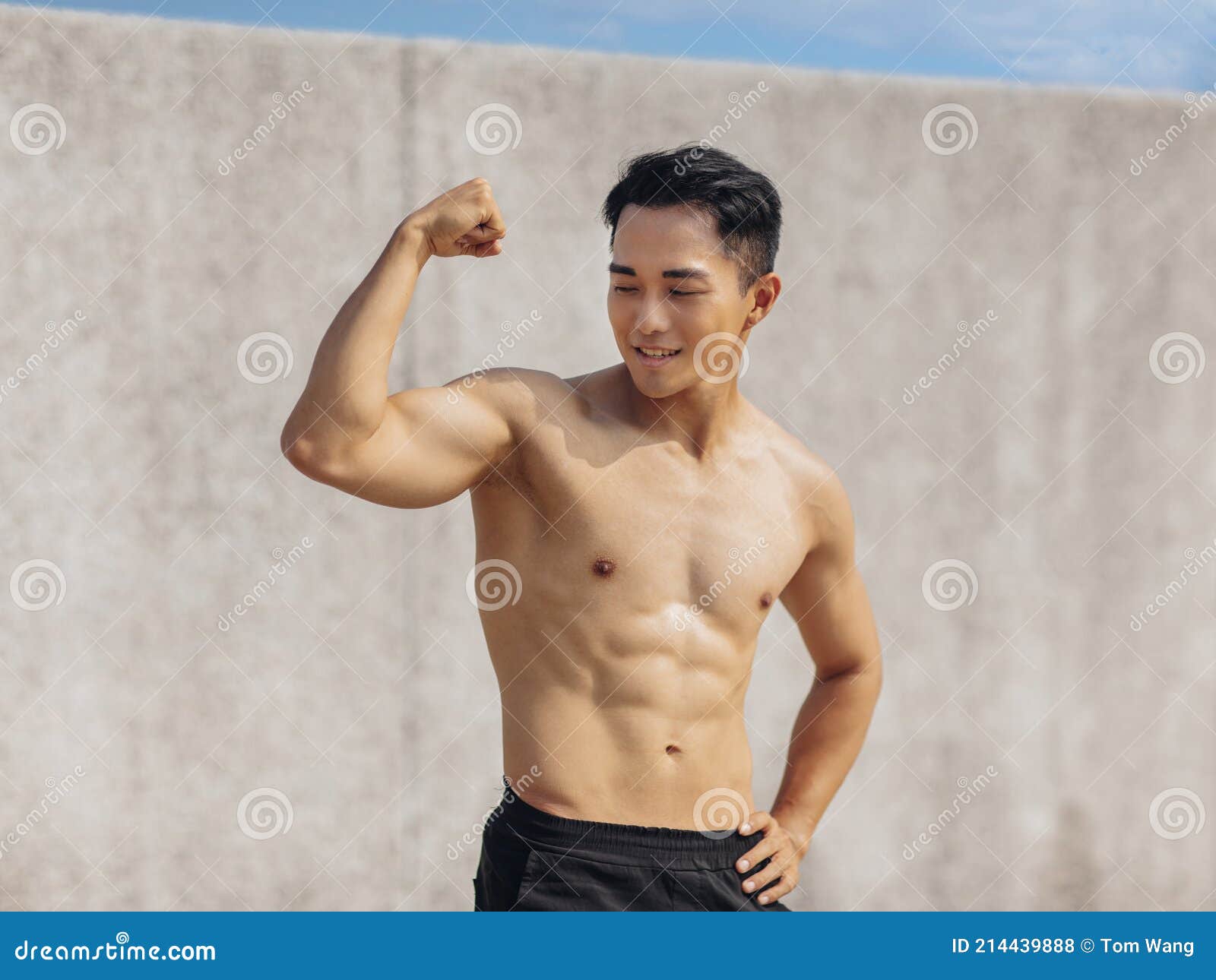 Handsome Sportive Man Doing Workout Outdoor Stock Photo - Image of care ...
