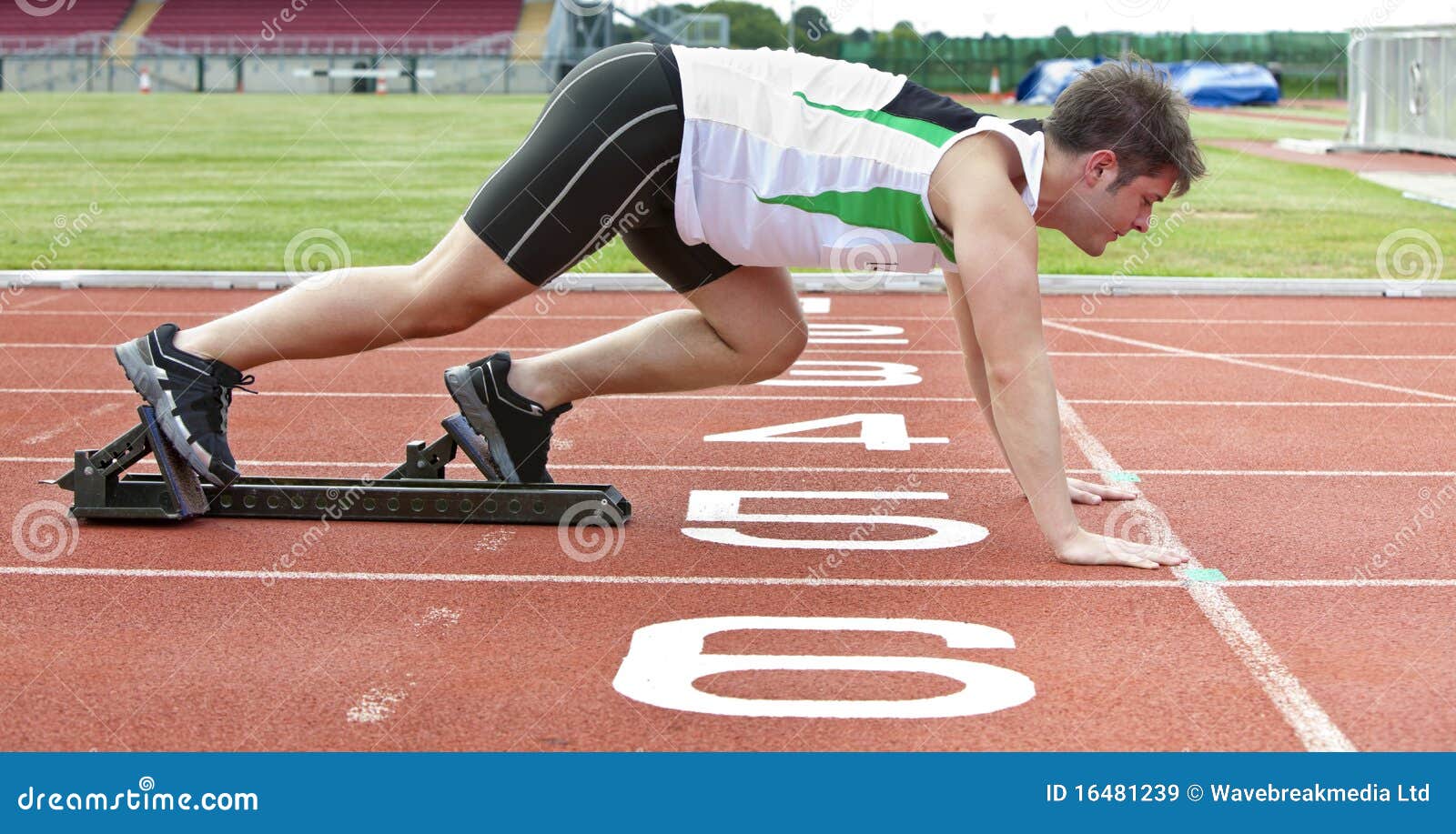 Handsome Sprinter on the Starting Line in Stadium Stock Image - Image ...