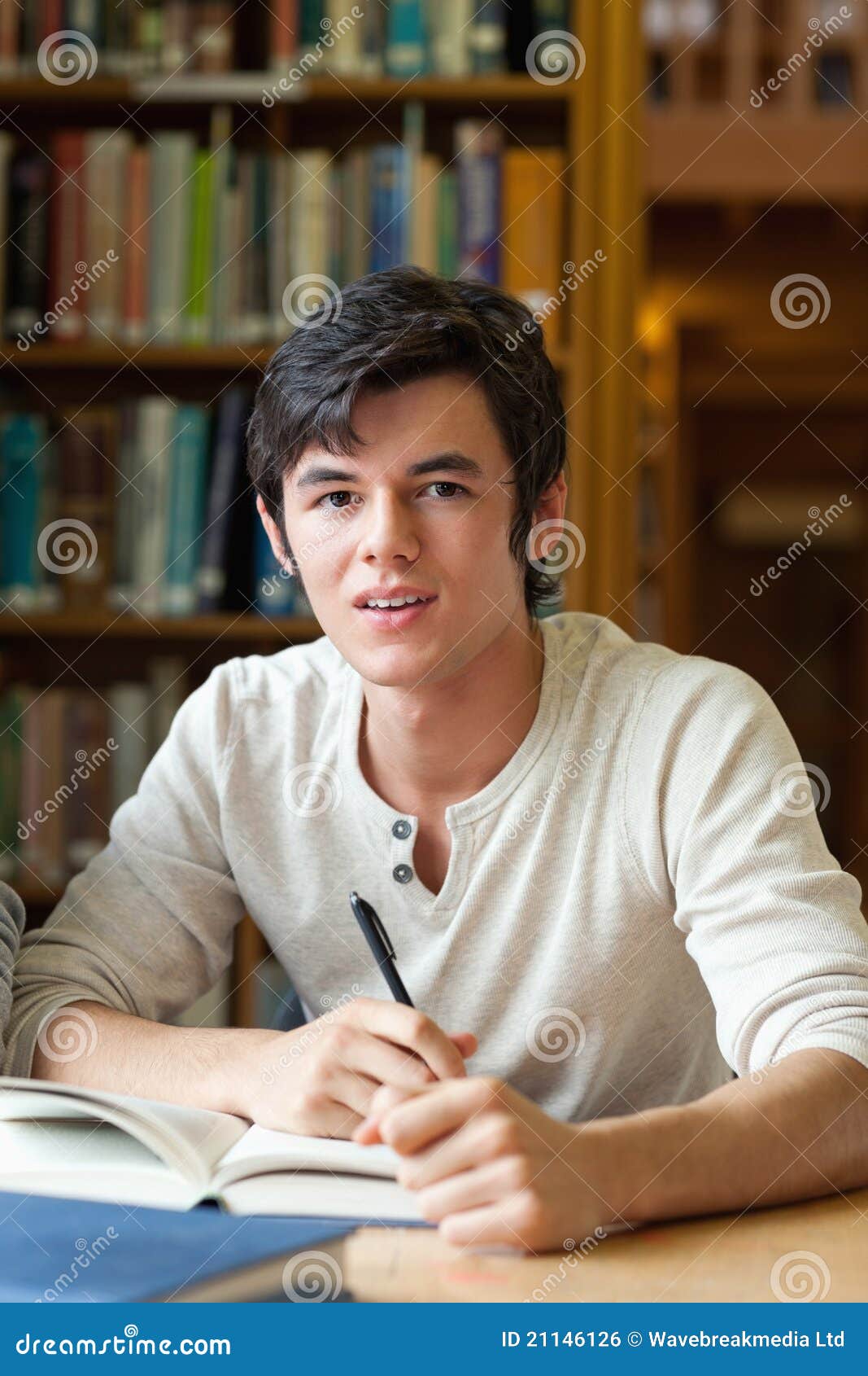 Handsome Student Reviewing His Notes Stock Photo - Image of higher ...