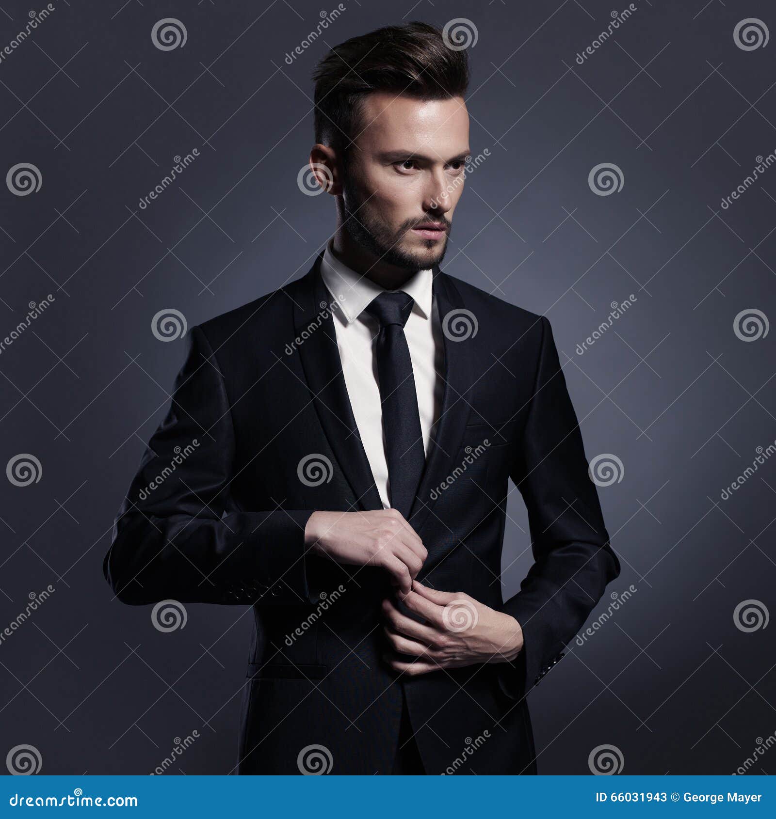 Handsome Stylish Man in Black Suit Stock Image - Image of masculinity ...