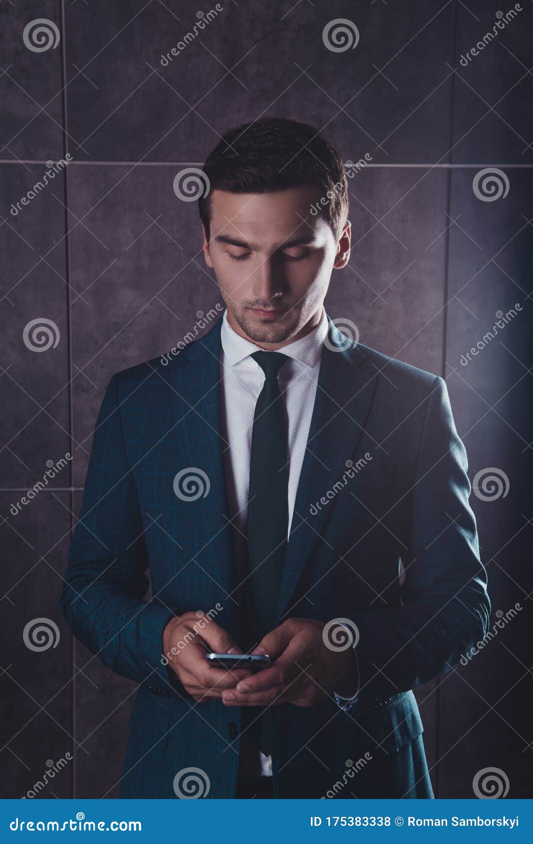 Handsome Stylish Young Man Writing Sms on Phone Stock Photo - Image of ...