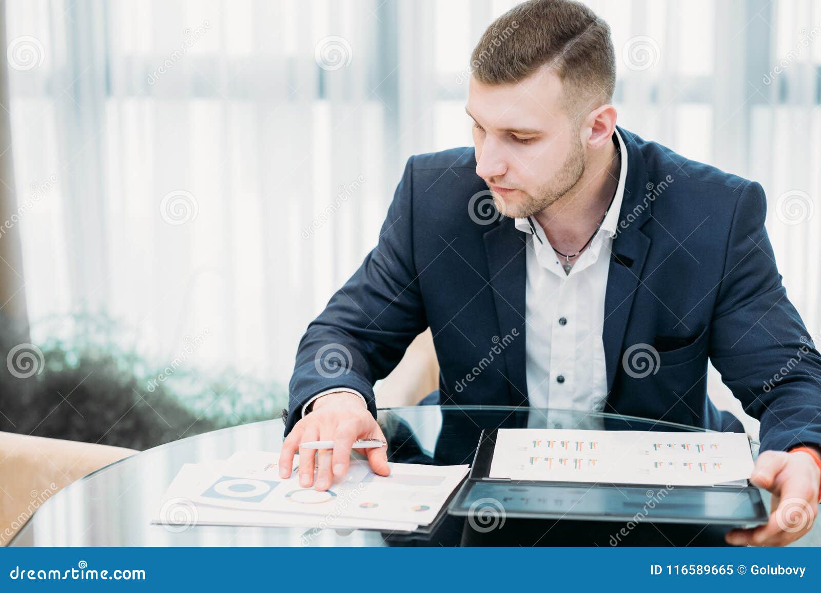 Handsome Successful Business Man Working Office Stock Image - Image of ...