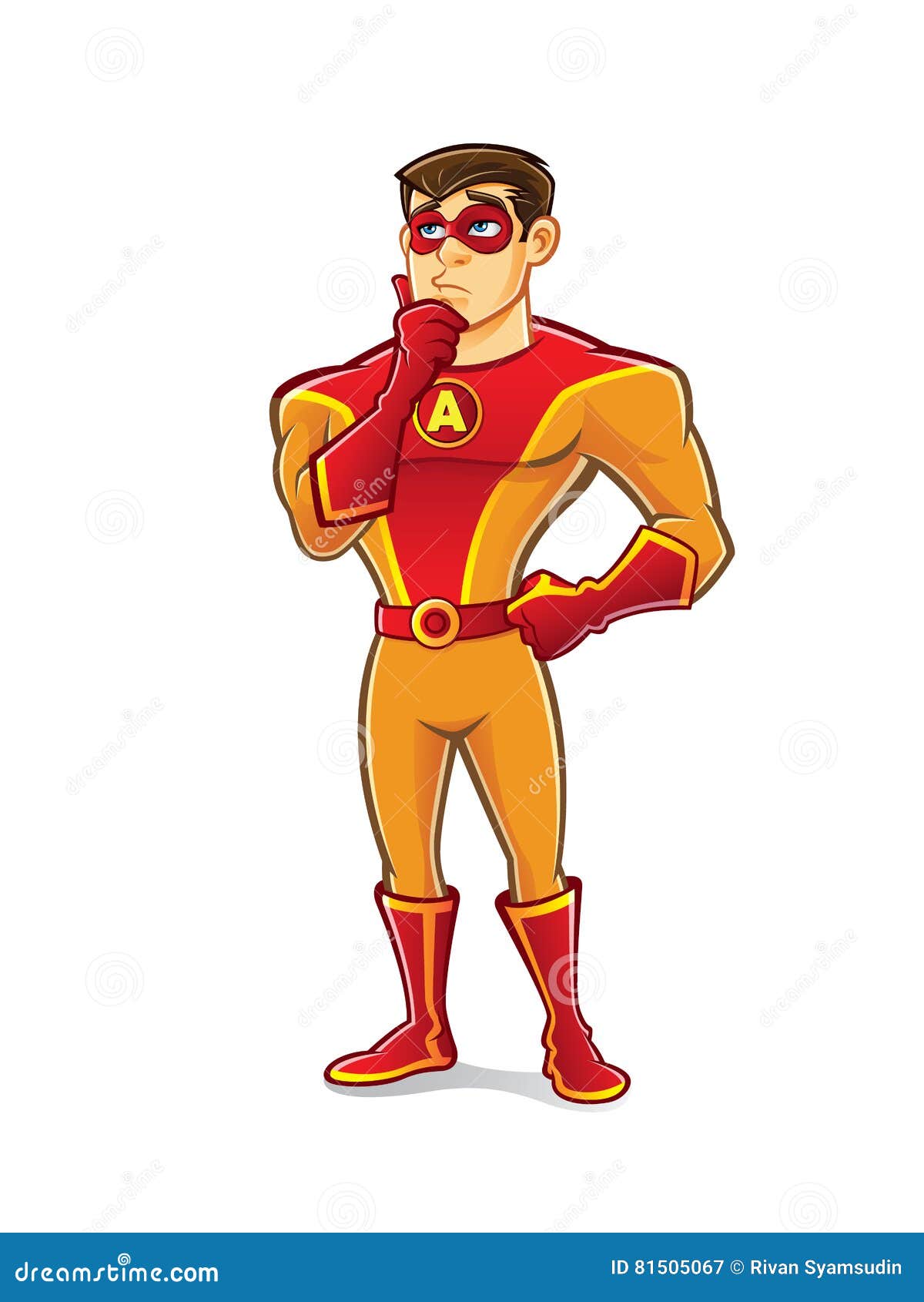 Superhero Thinking Cartoon Vector | CartoonDealer.com #46112927