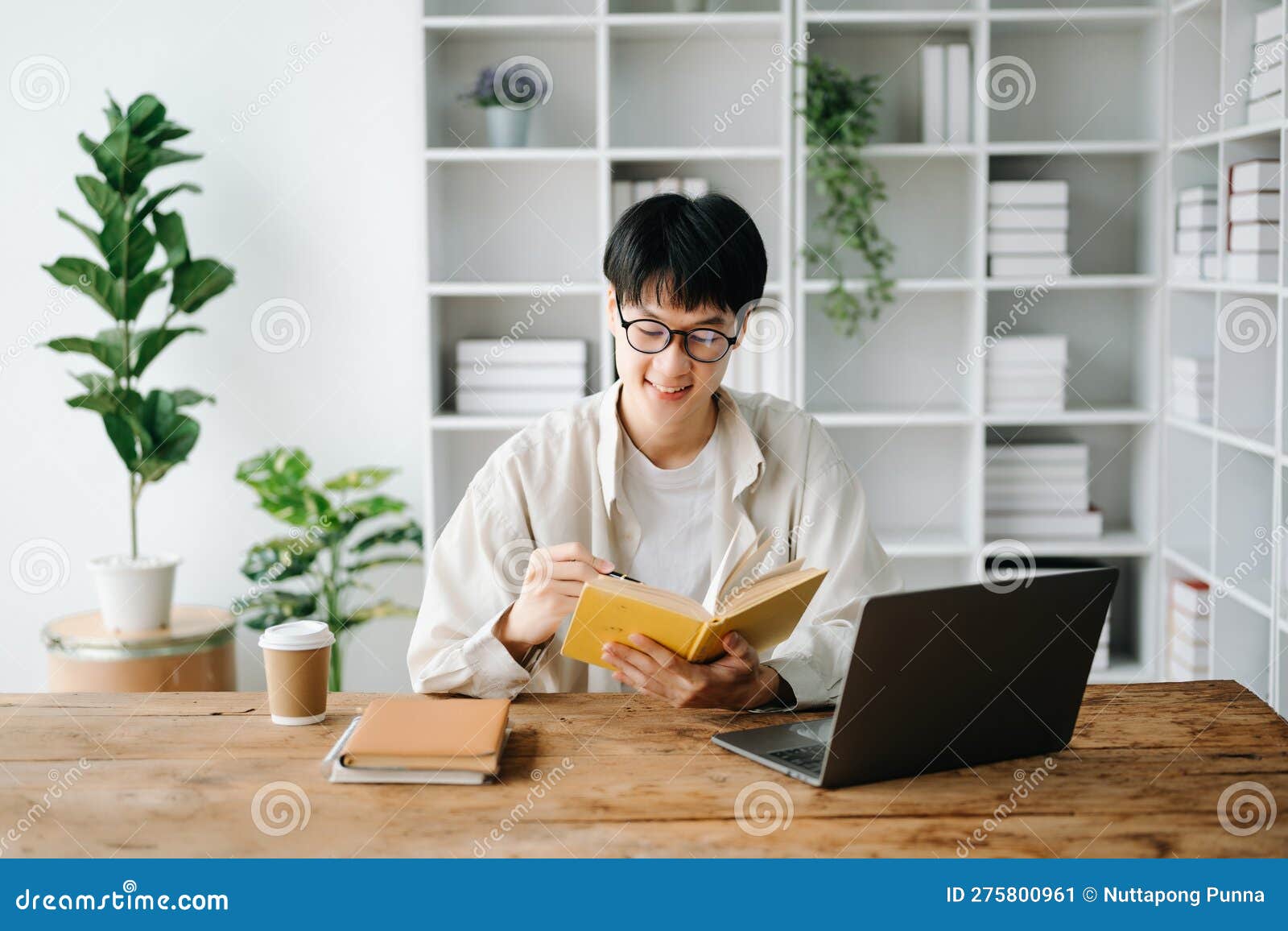 Handsome and Talented Young Asian Man Student Working on His Project ...