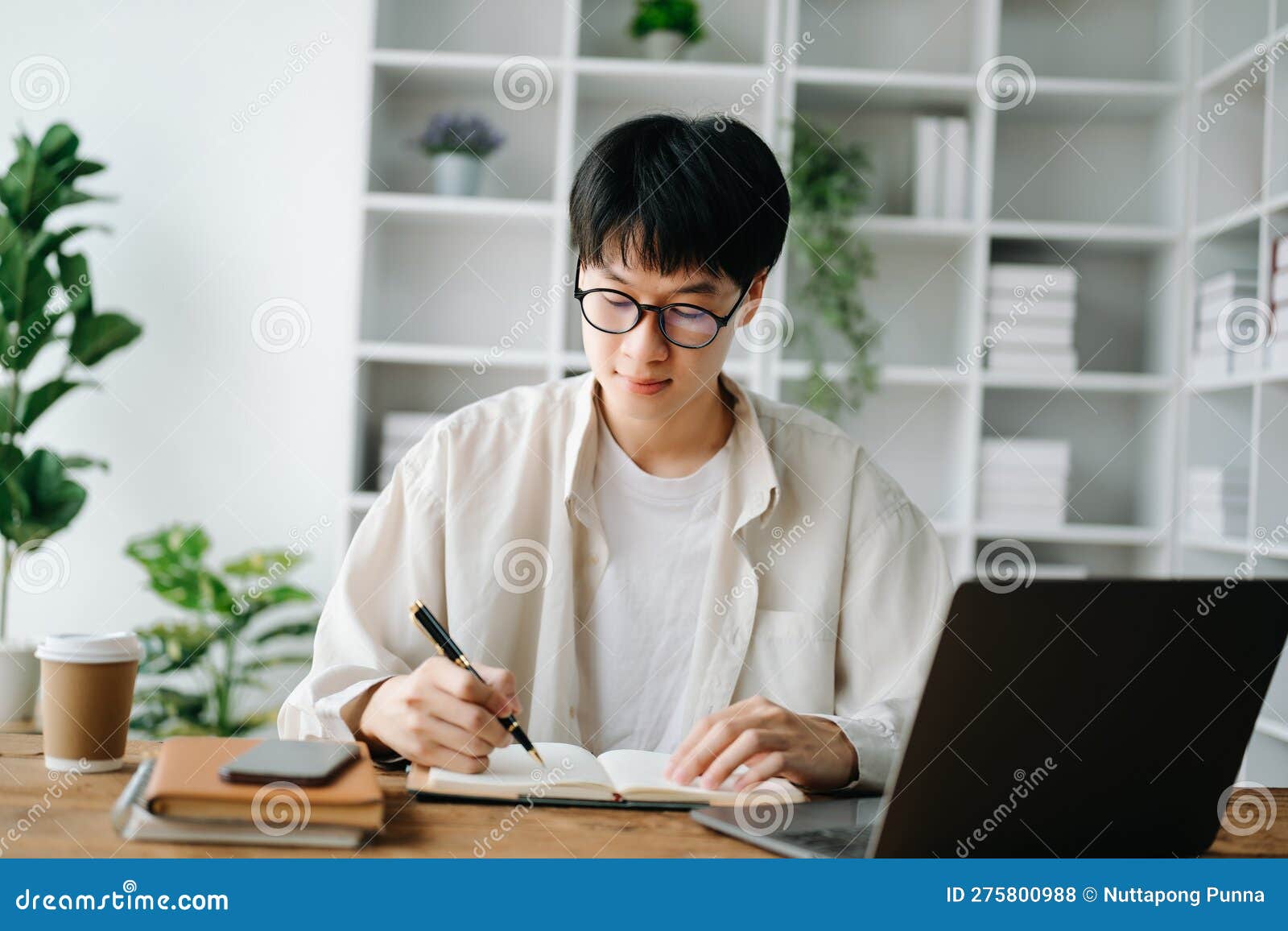 Handsome and Talented Young Asian Man Student Working on His Project ...